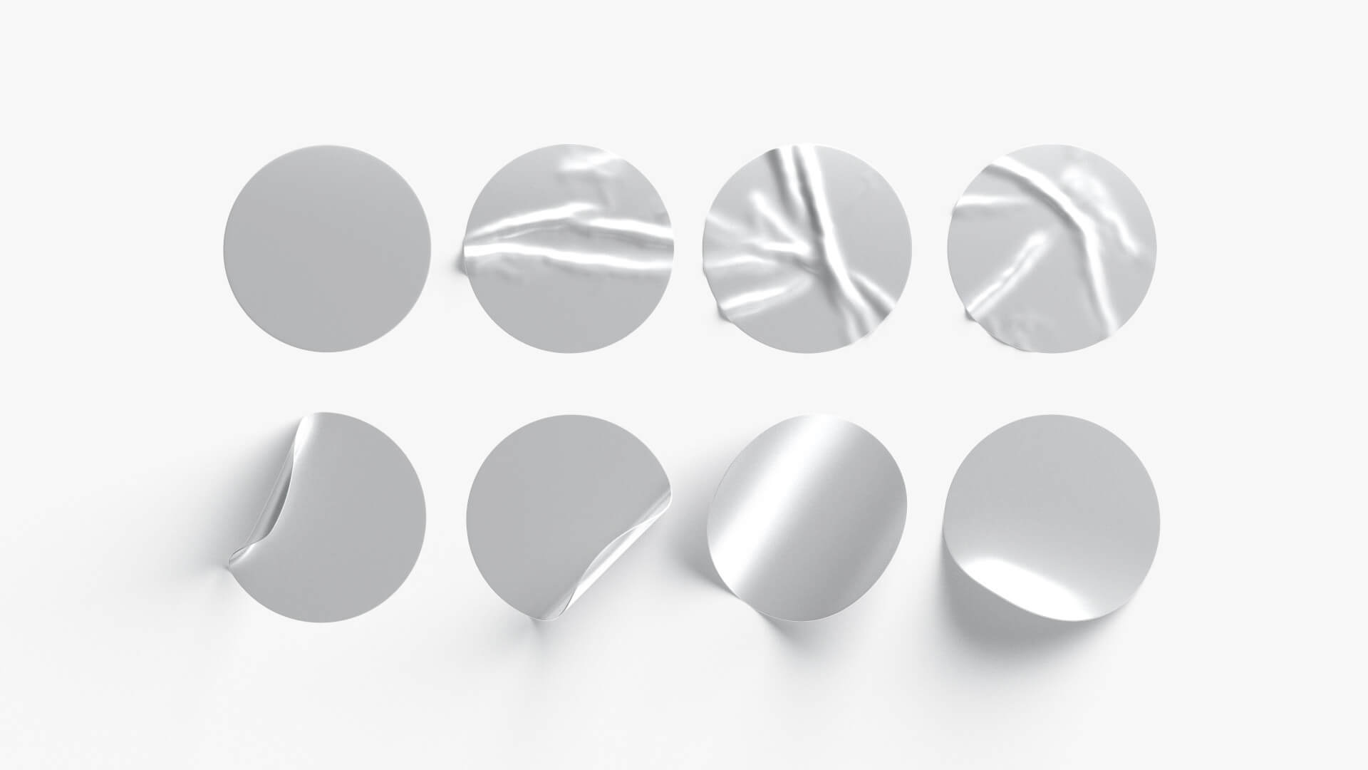 8 Stickers Set - Silver Adhesive Sticky Labels 3D Model by rebrandy