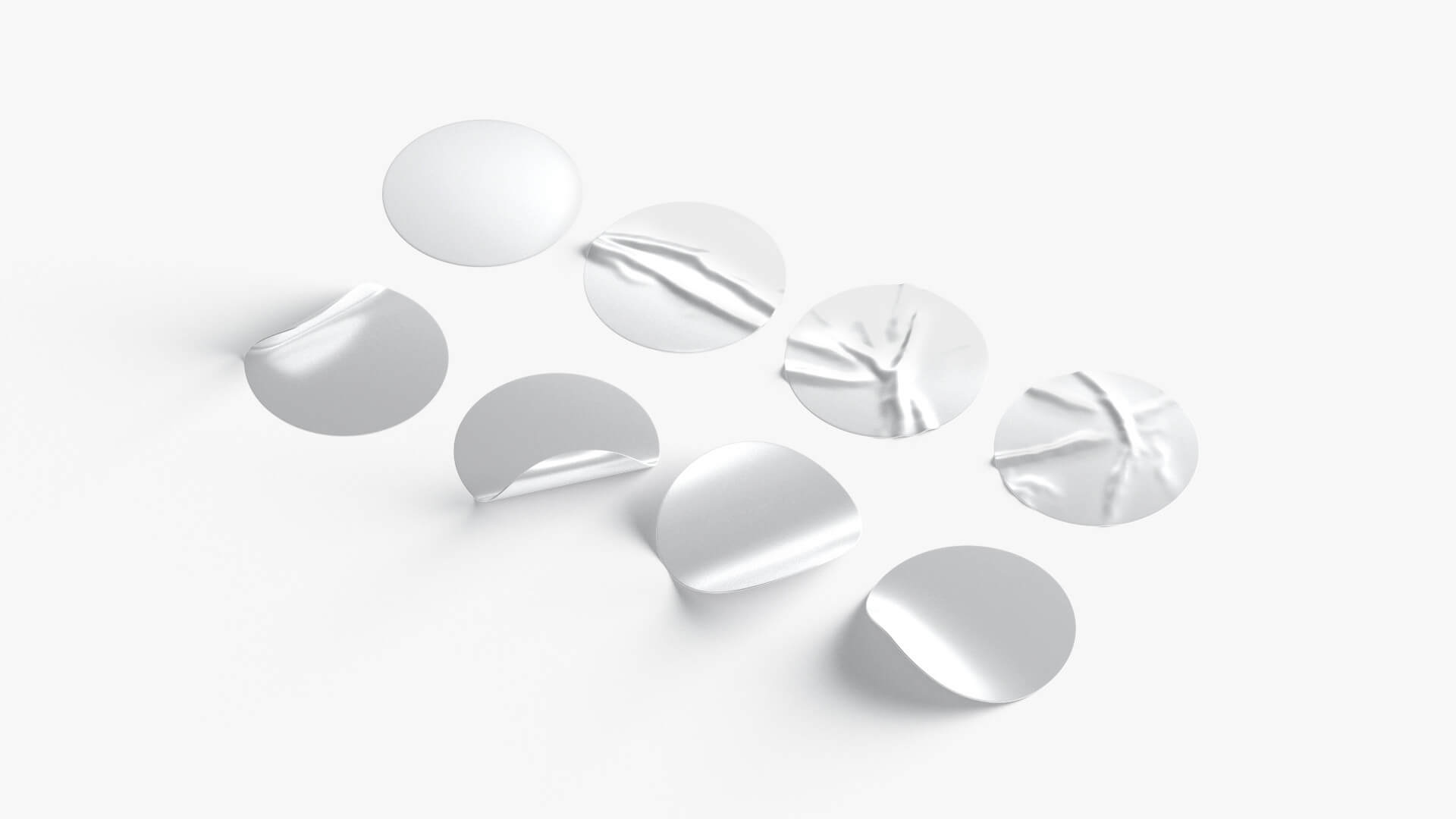 8 Stickers Set - Silver Adhesive Sticky Labels 3D Model by rebrandy