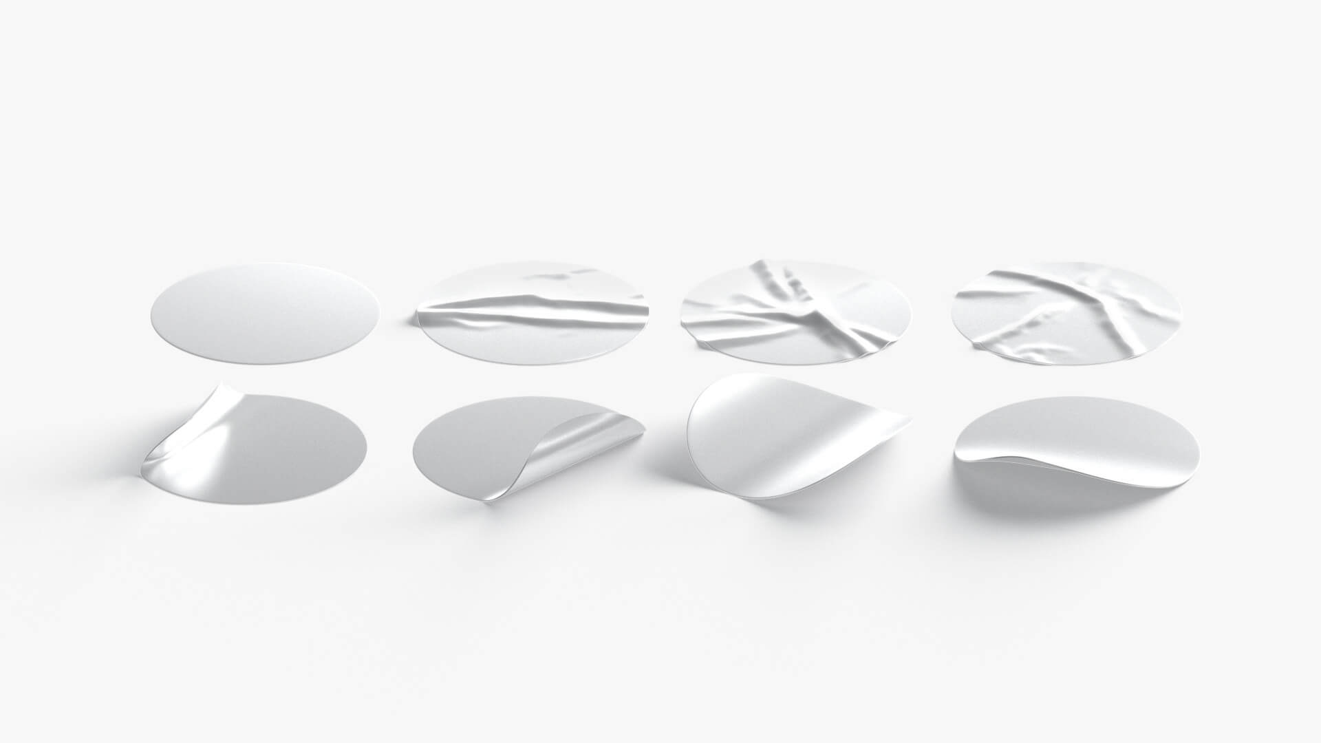 8 Stickers Set - Silver Adhesive Sticky Labels 3D Model by rebrandy