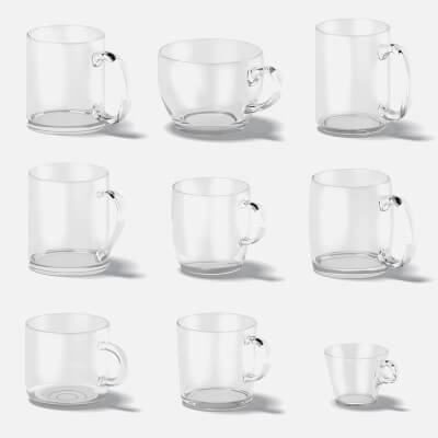 9 Glass Mug Shapes - 3D Model by rebrandy