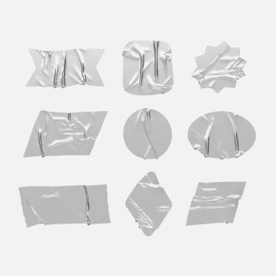 Adhesive Sticker Set - Round Square Rhombus Rectangle 9 Form 3D Model ...