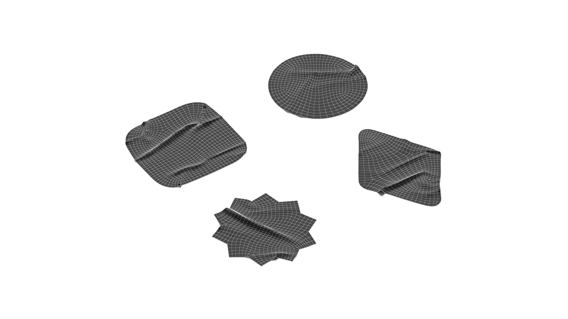 Adhesive Sticker Set - Round Square Rhombus Star 4 Shape 3D Model by ...