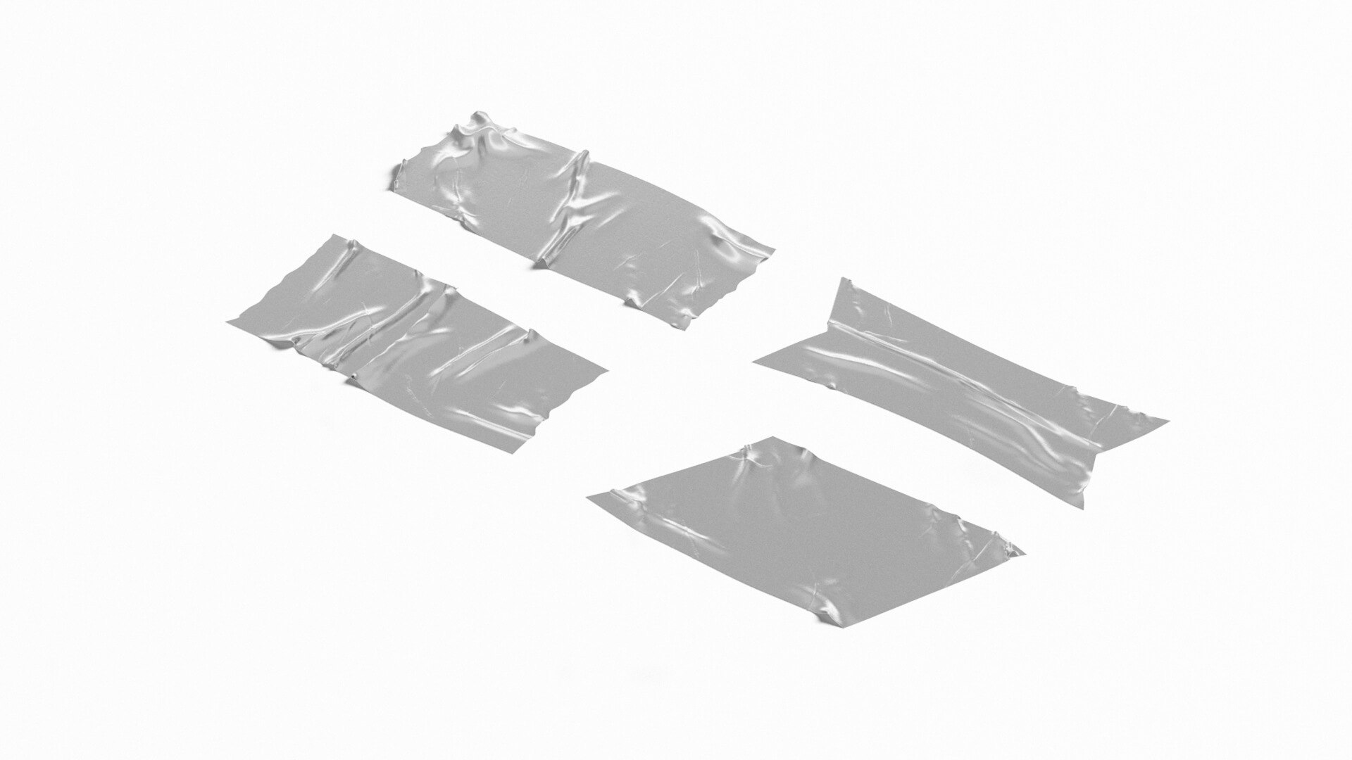 Adhesive Sticker Tape Set - Rectangle Scotch Piece 3D Model by rebrandy