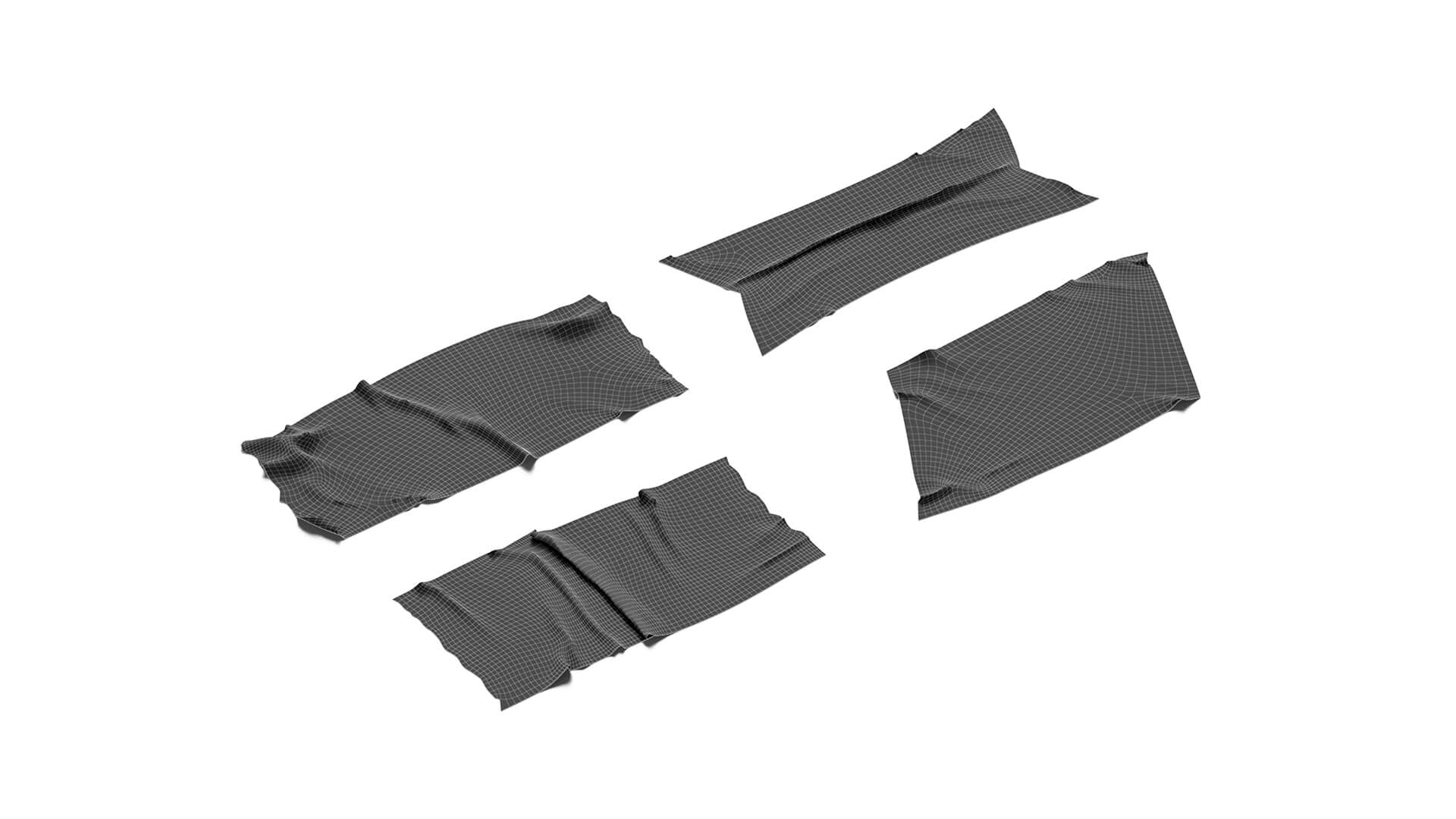 Adhesive Sticker Tape Set - Rectangle Scotch Piece 3D Model by rebrandy