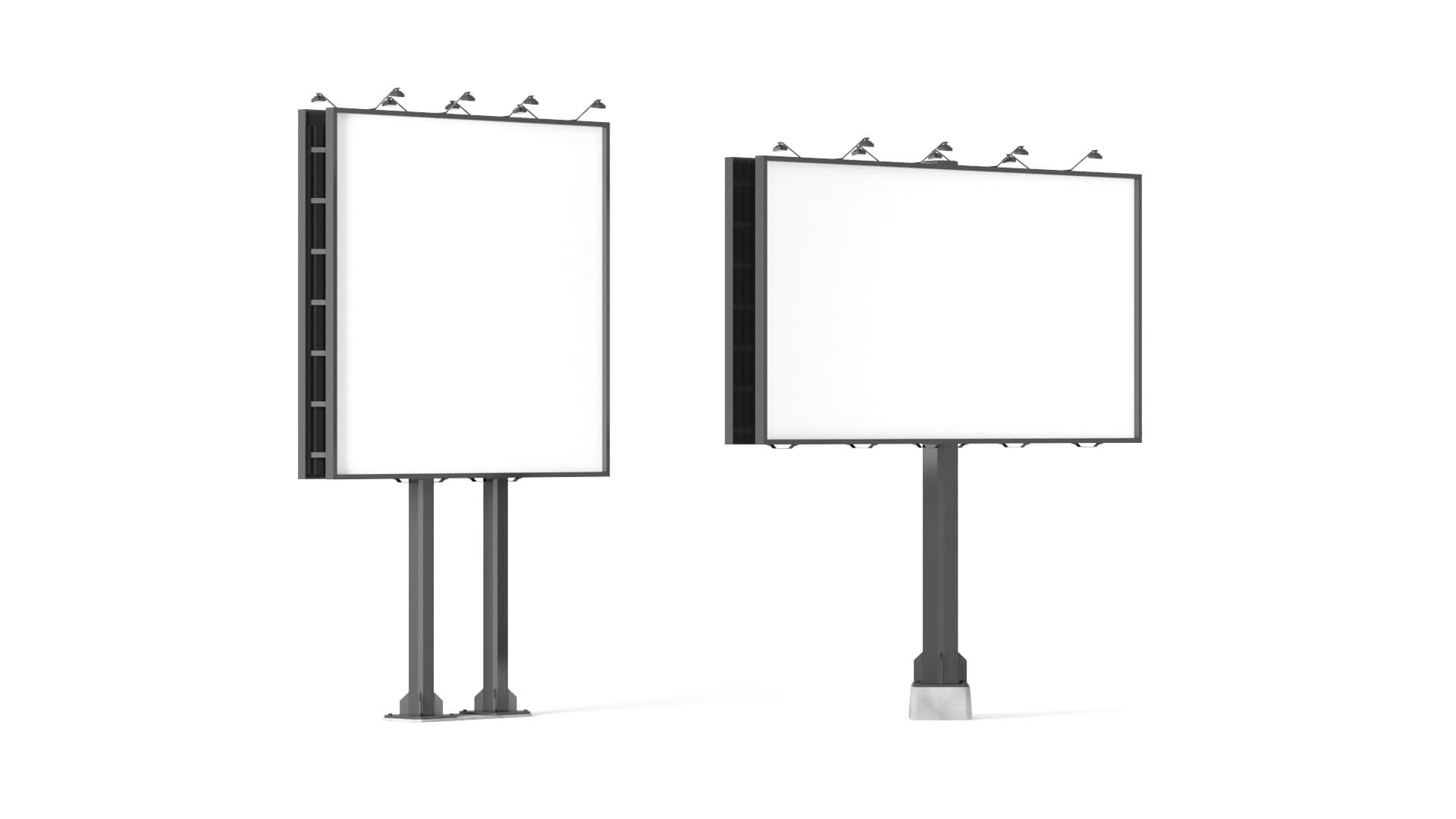 Advertising Street Billboard 2 Type - Rectangular Square 3D Model by ...