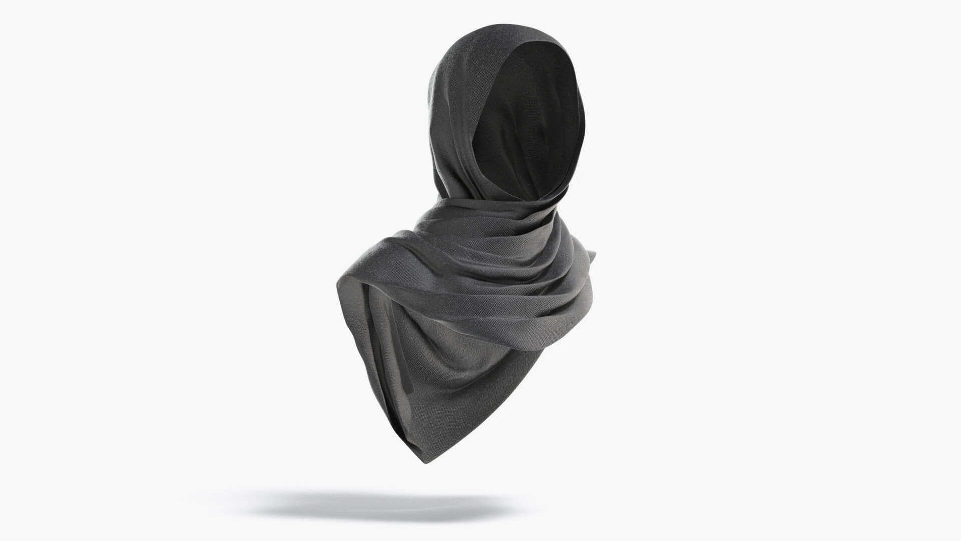 Black Hijab - Woman Muslim Head Cover 3D Model by rebrandy