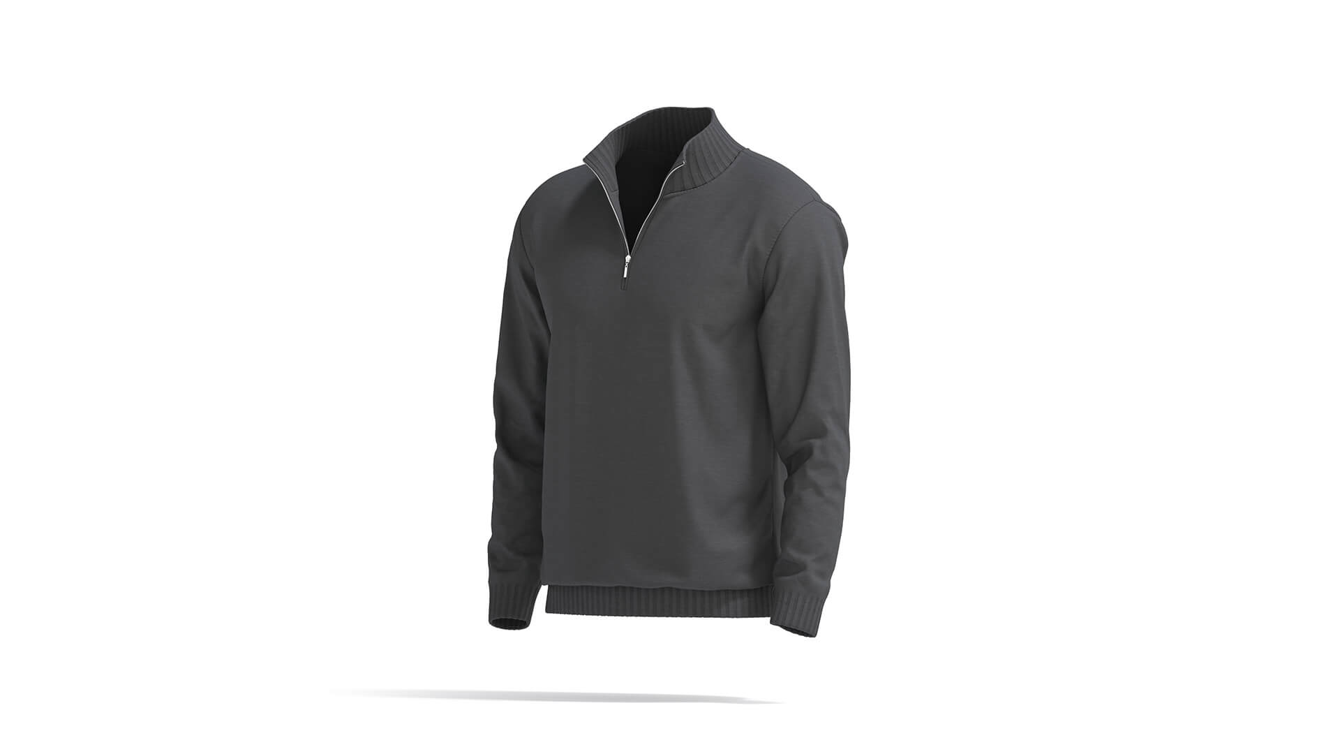 Black Quarter Zip Sweater - Knitted Men Pullover With Zipper 3D Model by rebrandy