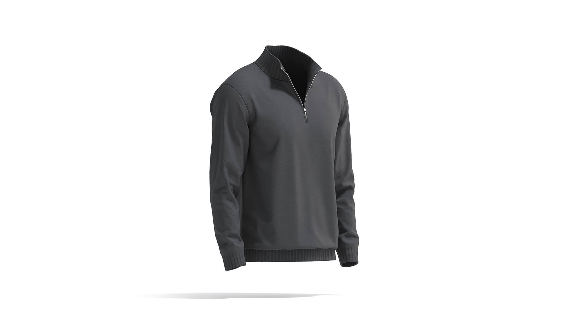 Black Quarter Zip Sweater - Knitted Men Pullover With Zipper 3D Model ...