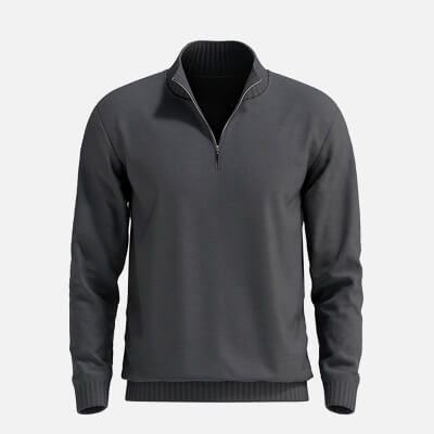 Black Quarter Zip Sweater - Knitted Men Pullover With Zipper 3D Model ...