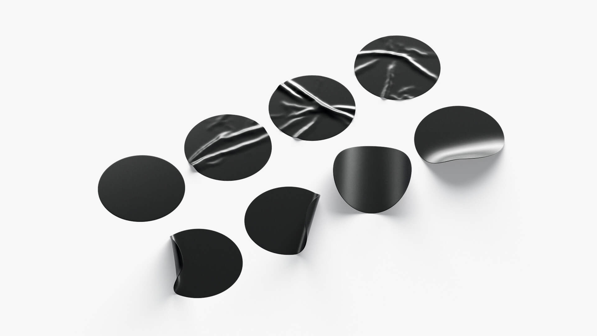 Black Stickers Set - 8 Adhesive Sticky Labels 3D Model by rebrandy