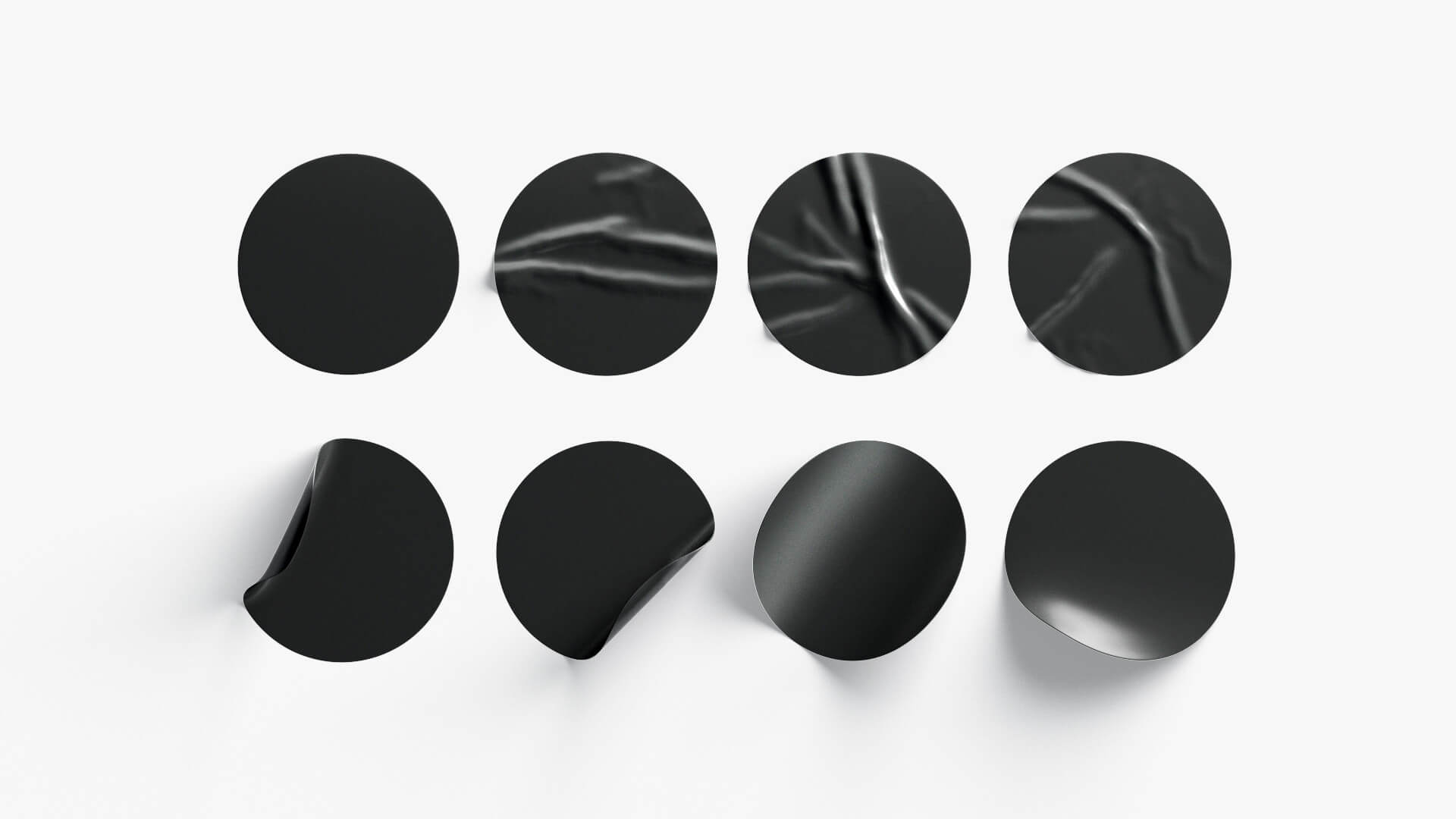 Black Stickers Set - 8 Adhesive Sticky Labels 3D Model by rebrandy