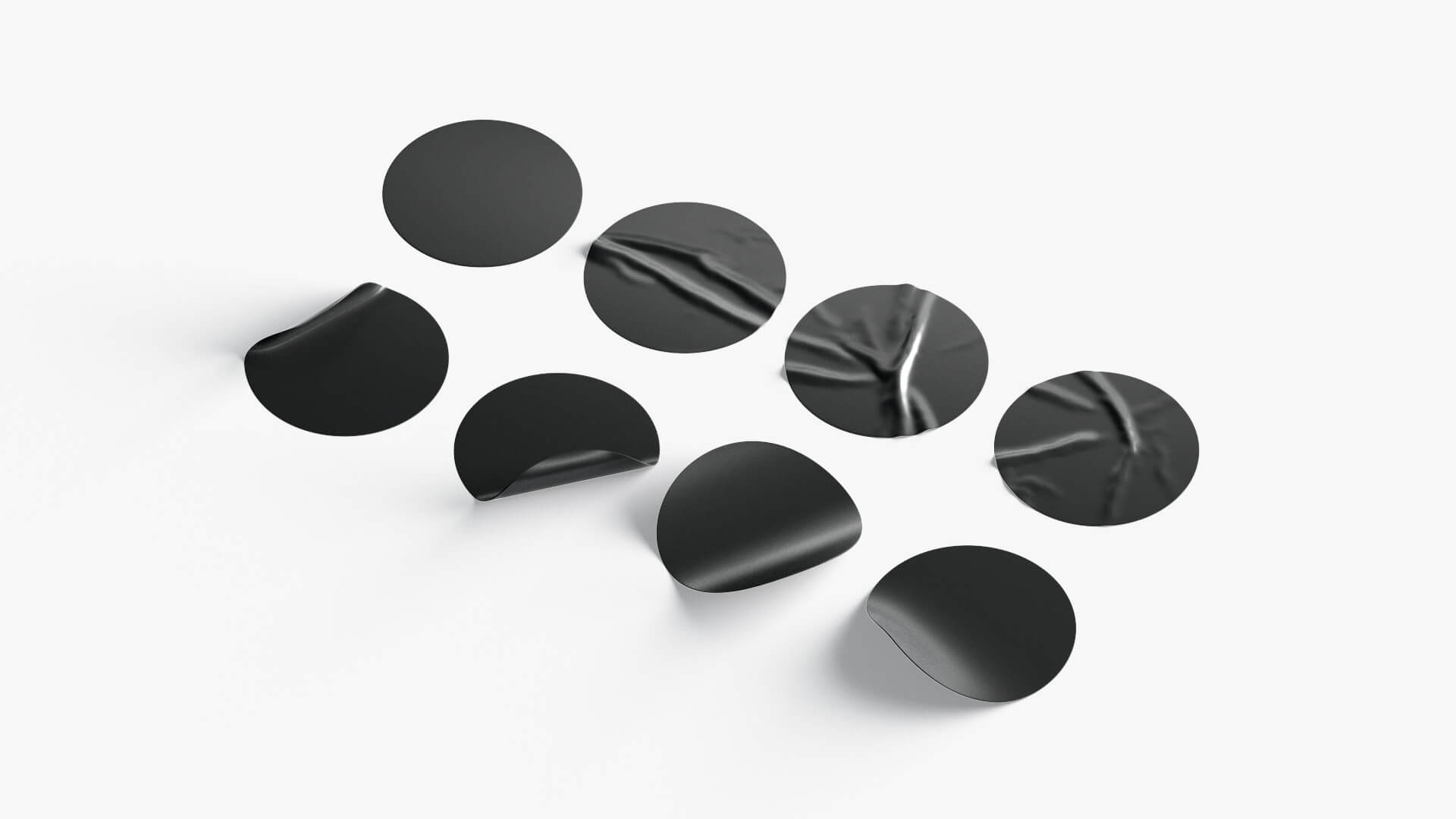 Black Stickers Set - 8 Adhesive Sticky Labels 3D Model by rebrandy