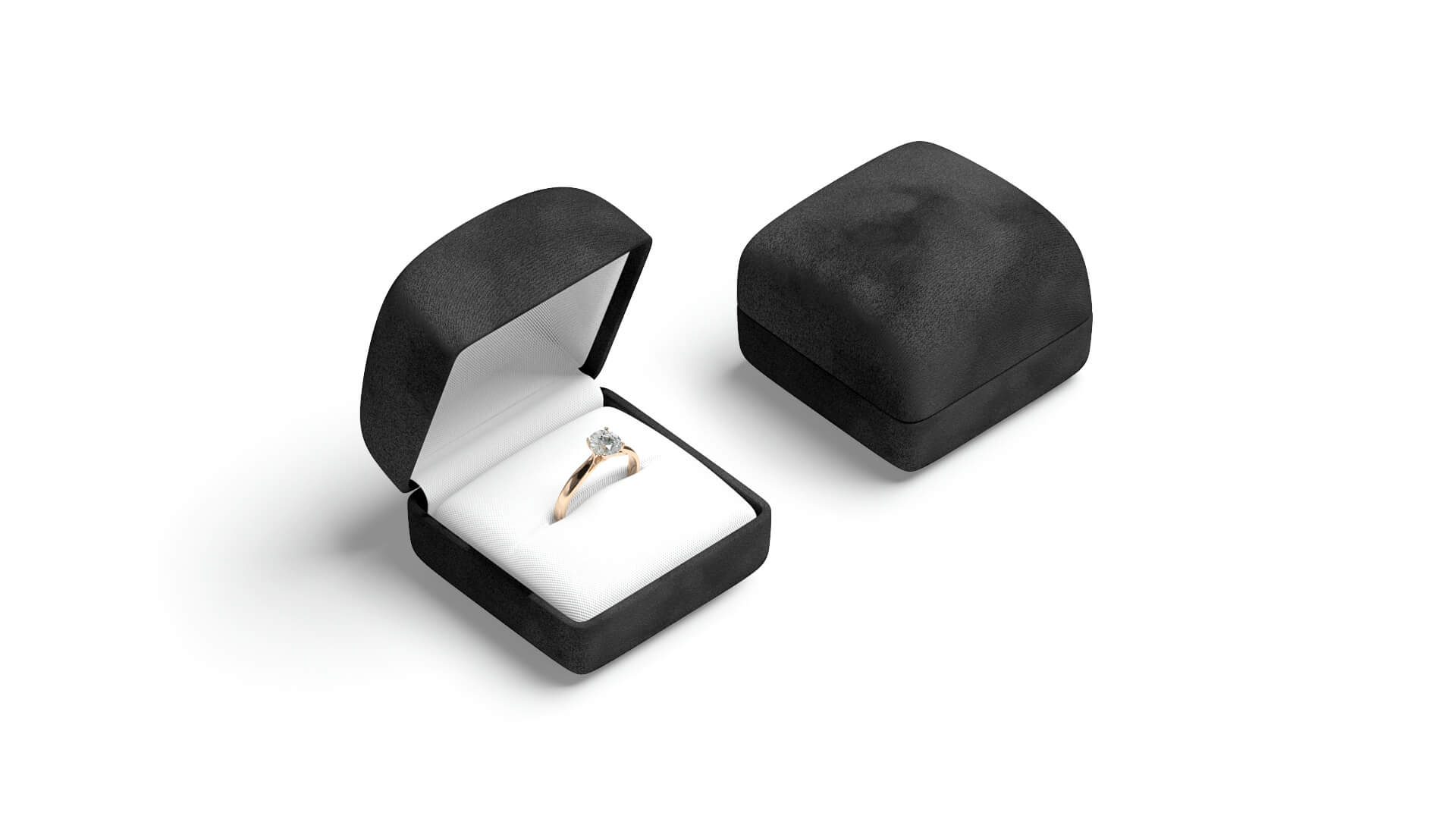 Black Wedding Ring Box Set - Opened and Closed Jewelry Box 3D Model by ...