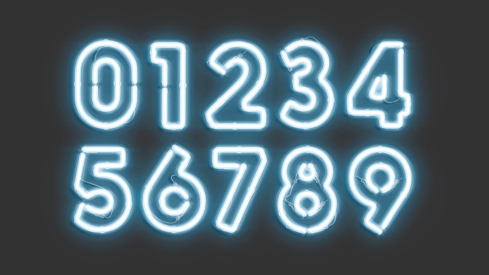 Blue Neon Number Symbols - Illuminated LED Font With Numeral 3D Model ...