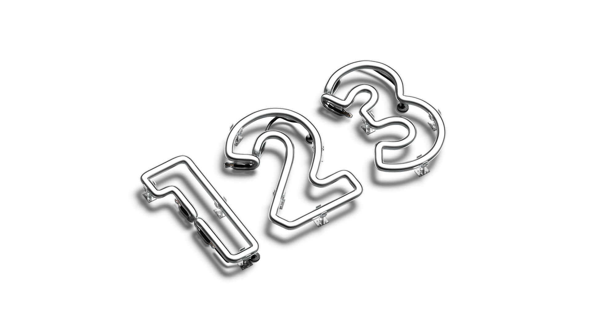 Blue Neon Number Symbols - Illuminated LED Font With Numeral 3D Model ...