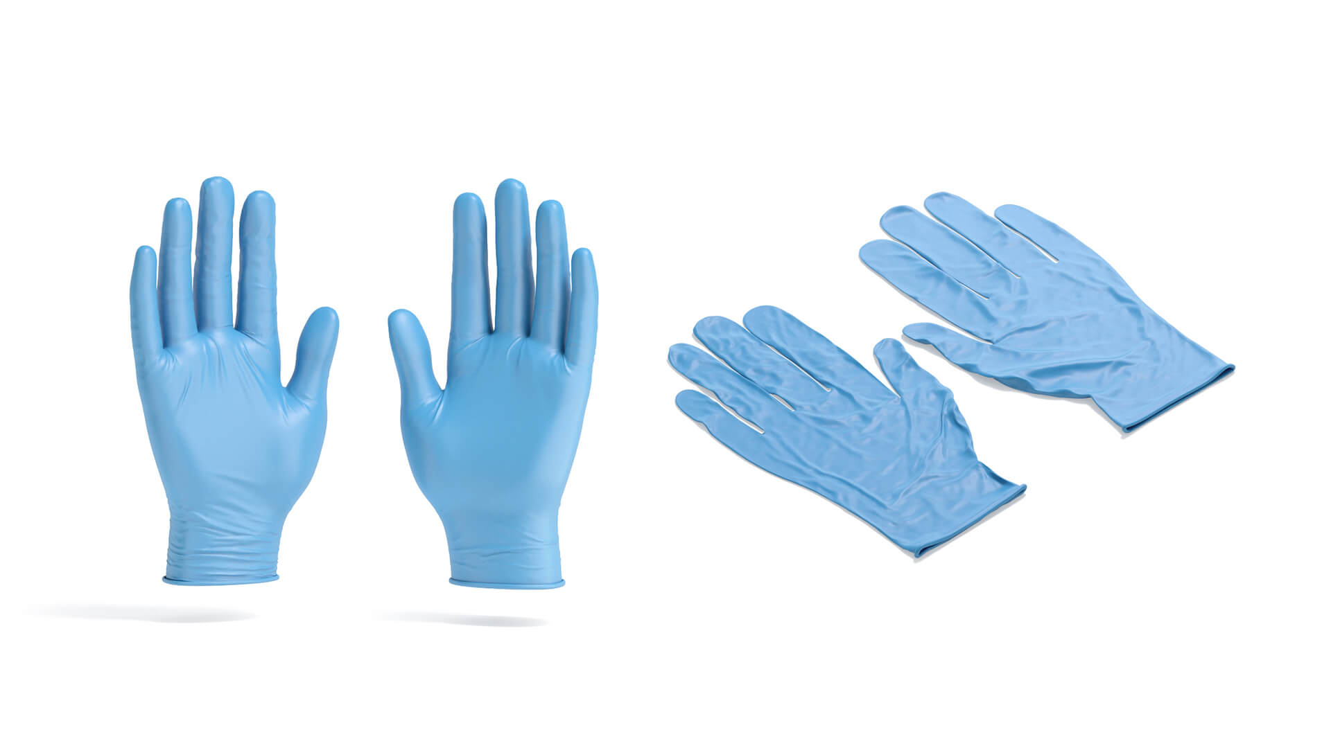 Blue Rubber Gloves 2 Types - Medicine Glove 3D Model by rebrandy