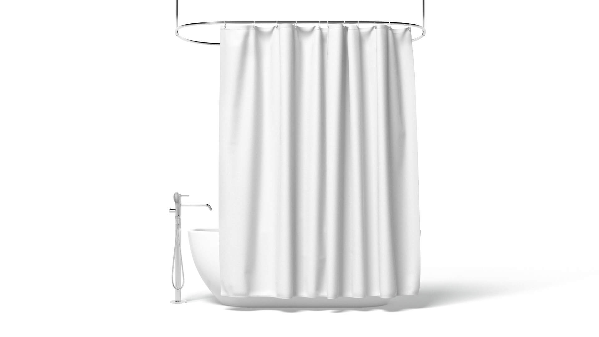 Closed Shower Curtain with Bath Interior Elements - 3D Model by rebrandy
