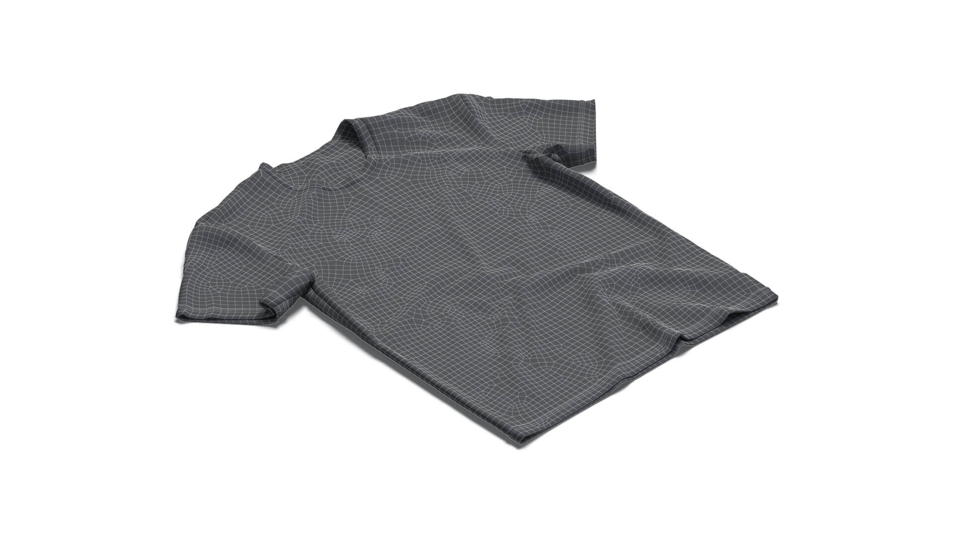 Flat Lay T-Shirt - Crumpled Crew Neck Lying Tshirt 3D Model by rebrandy