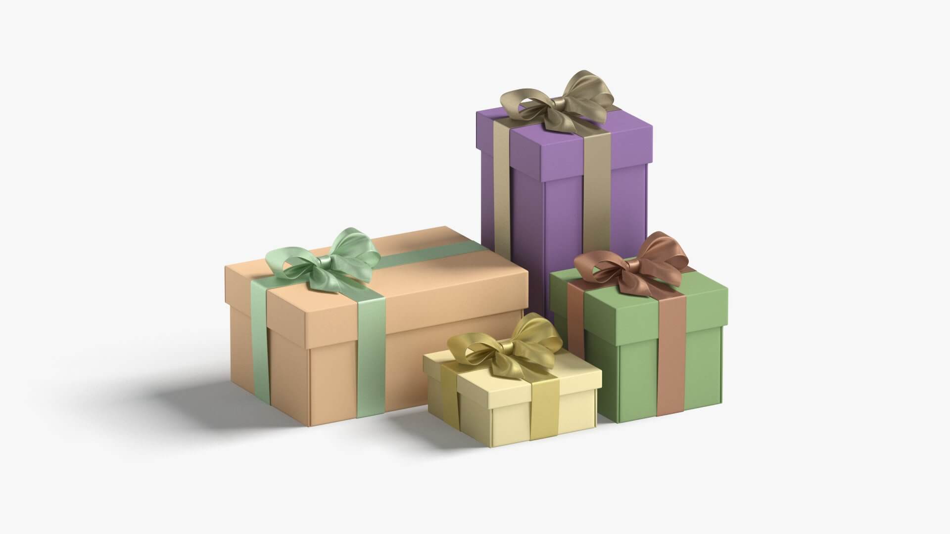 Gift Boxes Set - 4 Box Shapes 3D Model by rebrandy