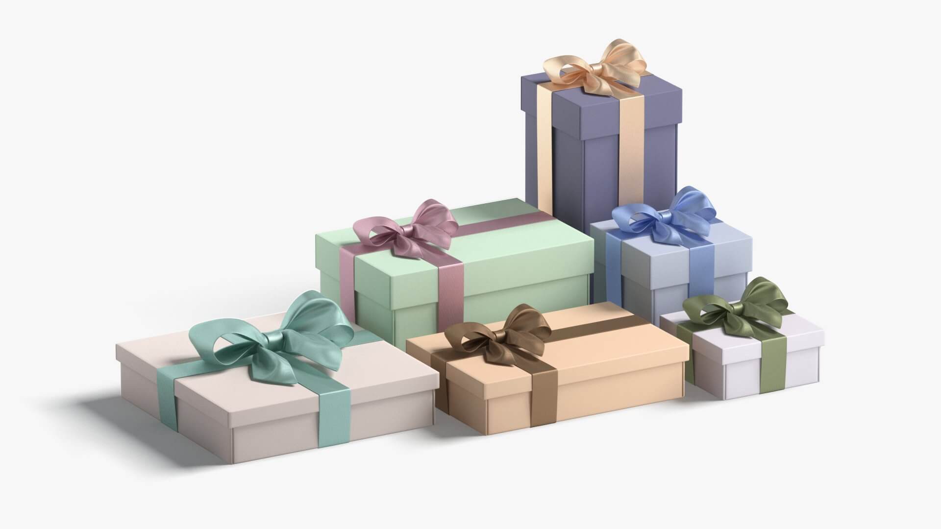 Gift Boxes Set - 6 Box Shapes 3D Model by rebrandy