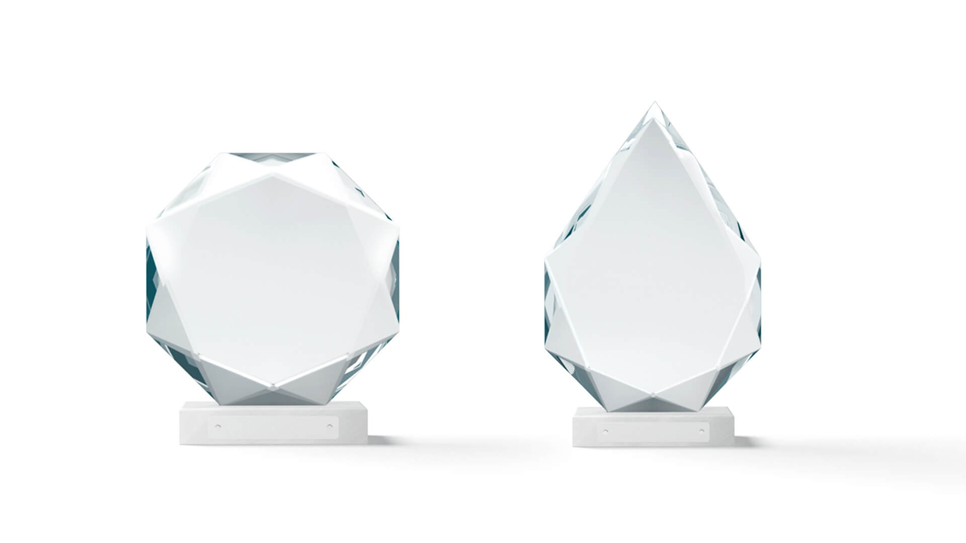 Glass Award Trophy Shapes - Crystal Plaque Set 3D Model by rebrandy