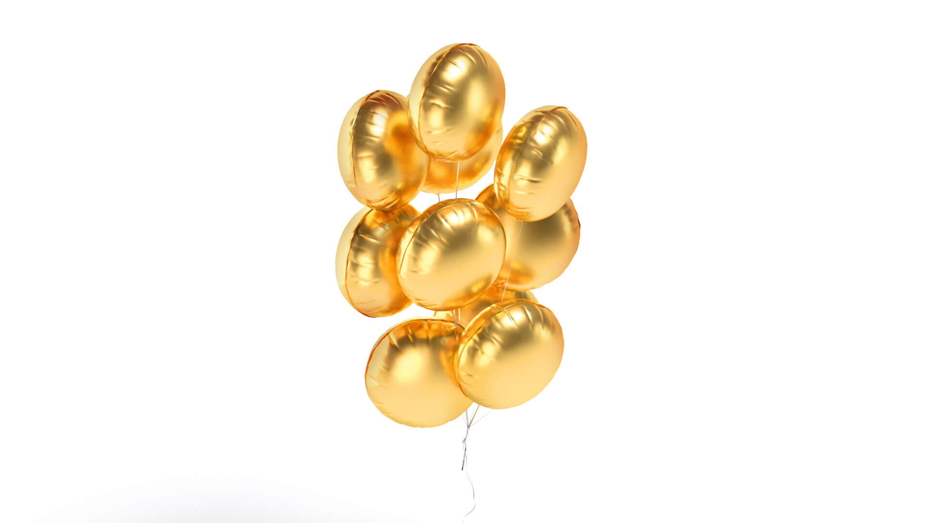 Gold Round Balloon Bouquet - Helium Foil Balls Bunch 3D Model by rebrandy