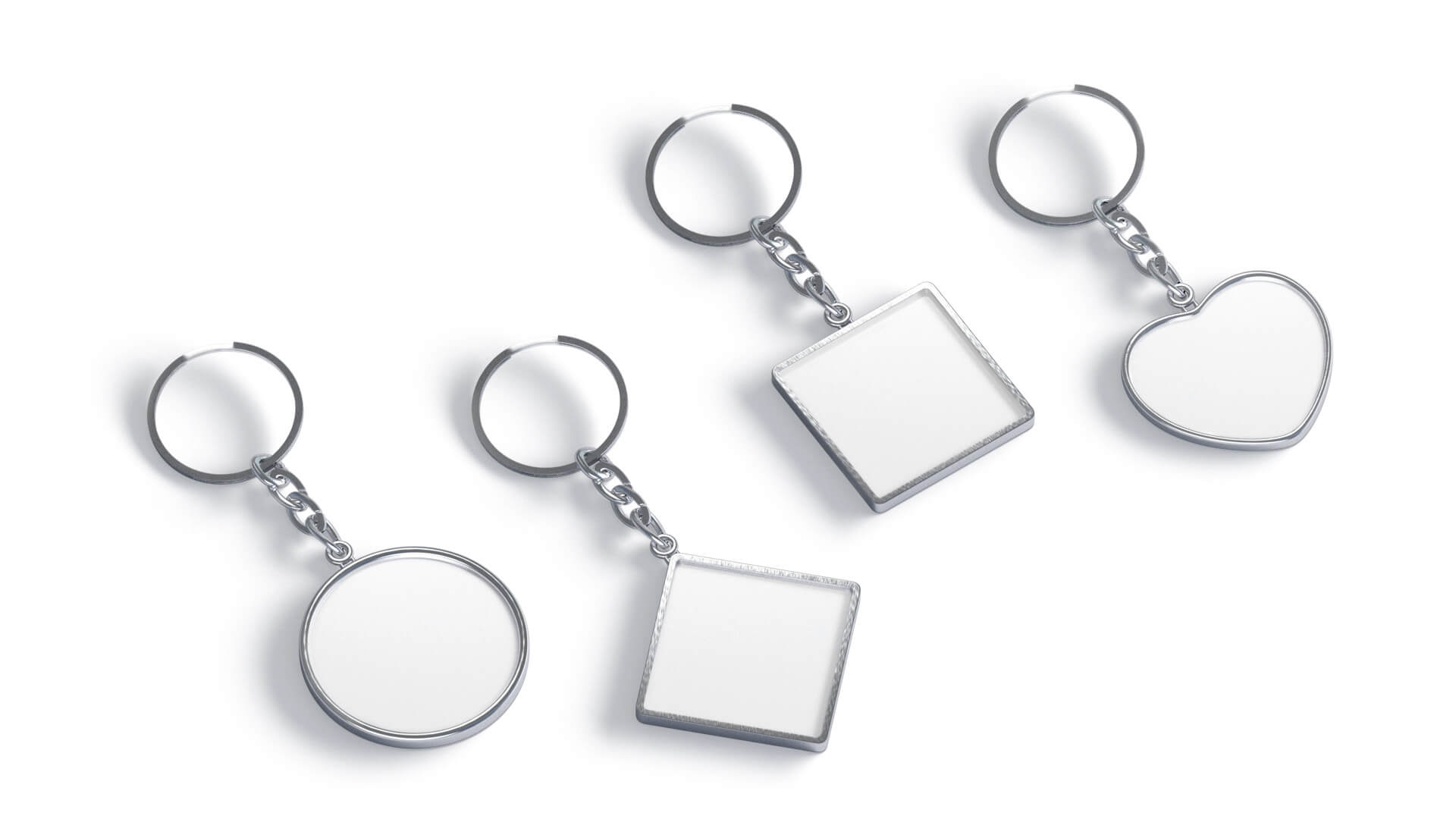 Keychain Shapes Set - Round Square Rhombus and Heart 3D Model by rebrandy