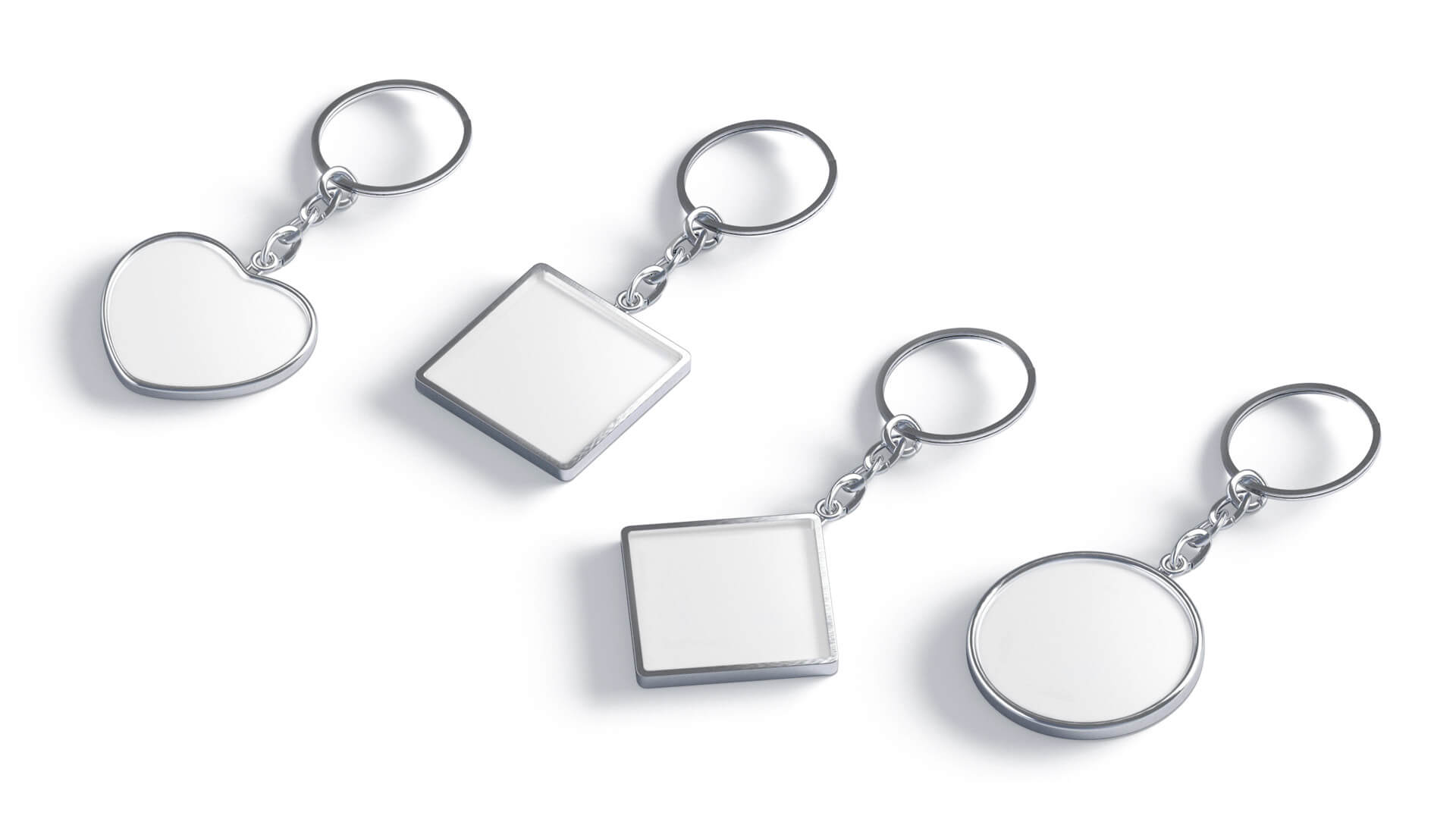 Keychain Shapes Set - Round Square Rhombus and Heart 3D Model by rebrandy