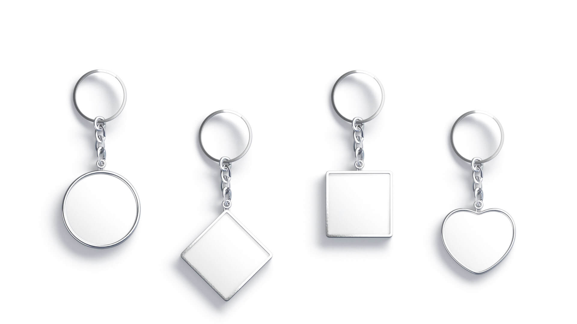 Keychain Shapes Set - Round Square Rhombus and Heart 3D Model by rebrandy