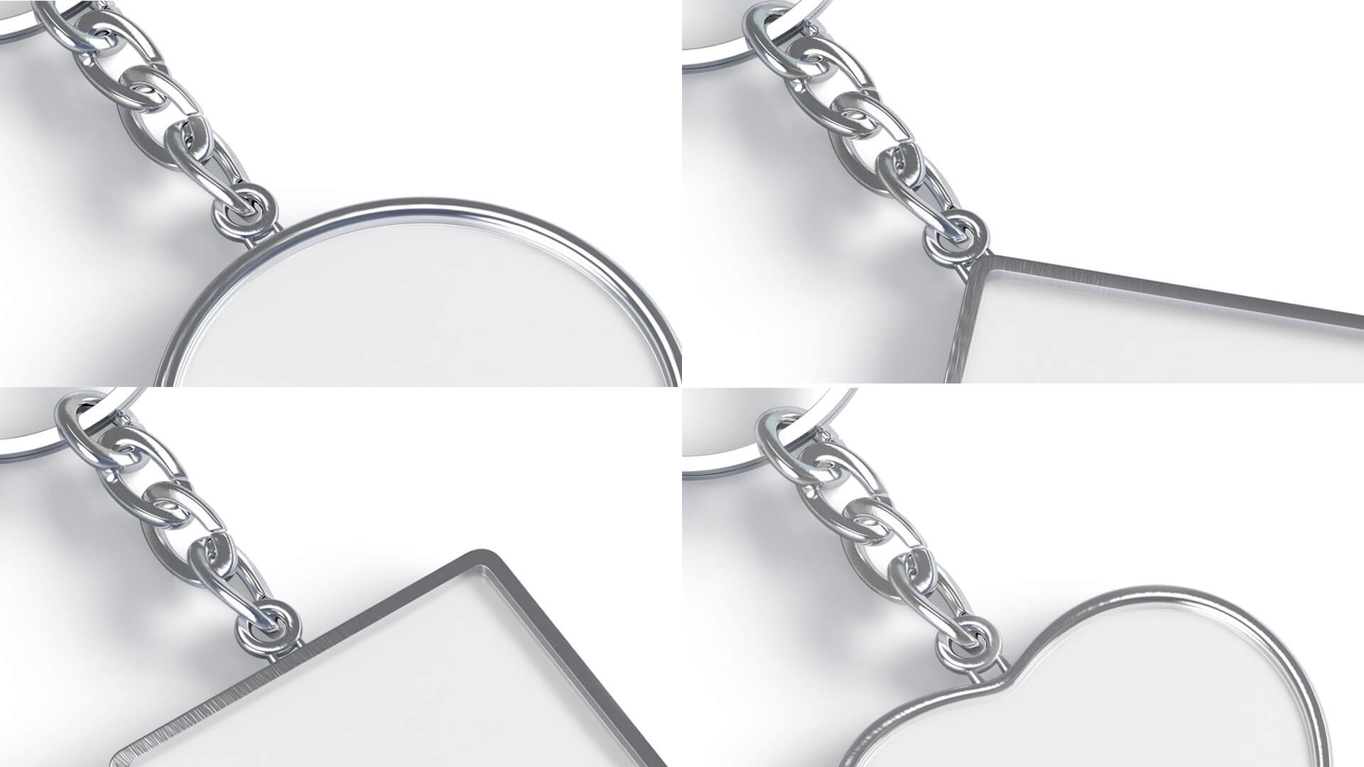 Keychain Shapes Set - Round Square Rhombus and Heart 3D Model by rebrandy