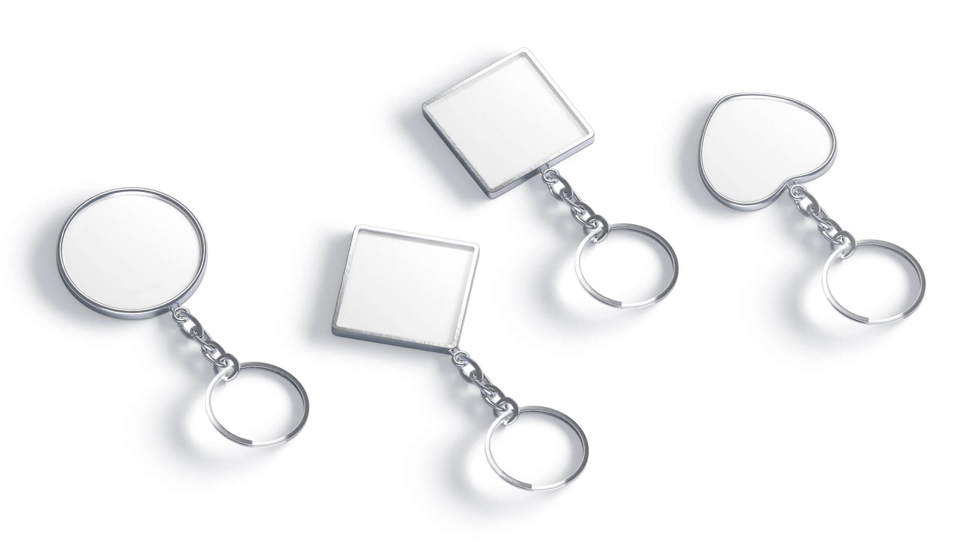 Keychain Shapes Set - Round Square Rhombus and Heart 3D Model by rebrandy