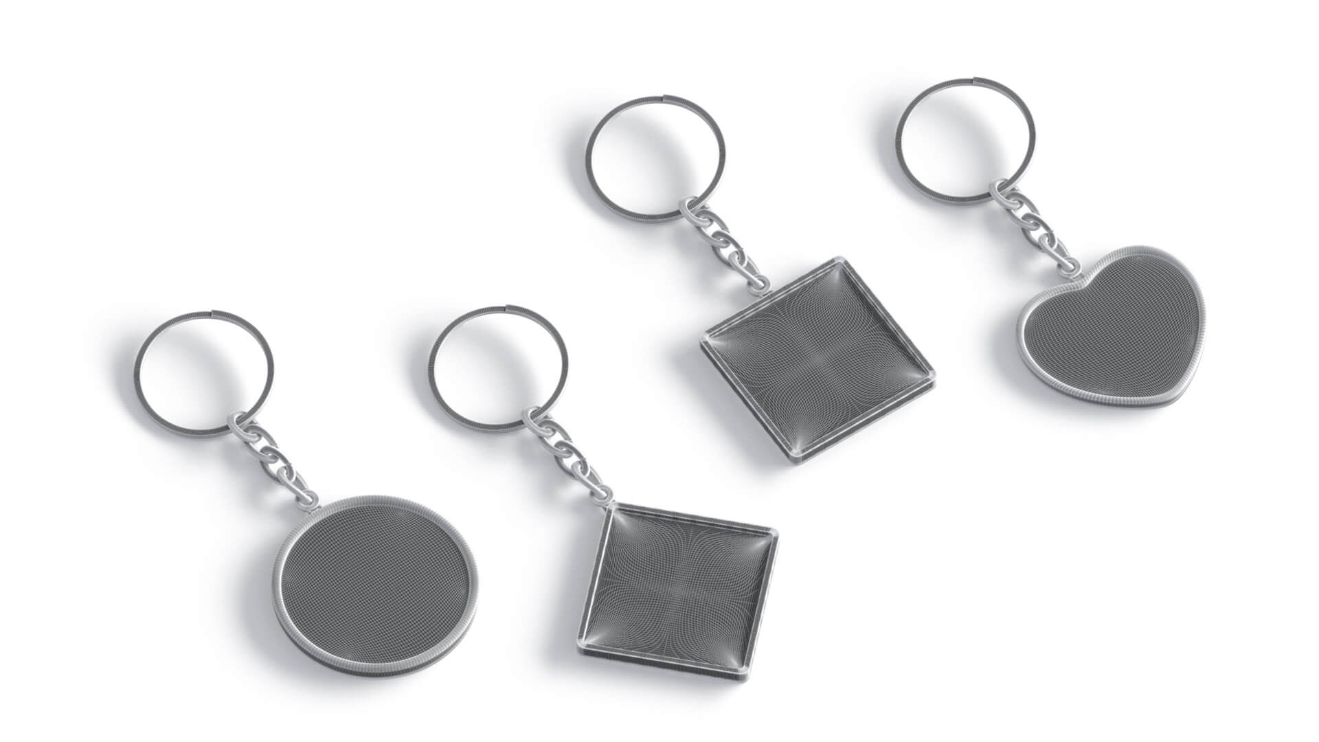 Keychain Shapes Set - Round Square Rhombus and Heart 3D Model by rebrandy