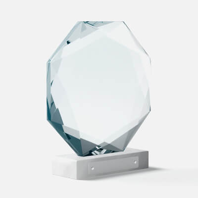 Octagon Glass Award Trophy - Crystal Plaque 3D Model by rebrandy