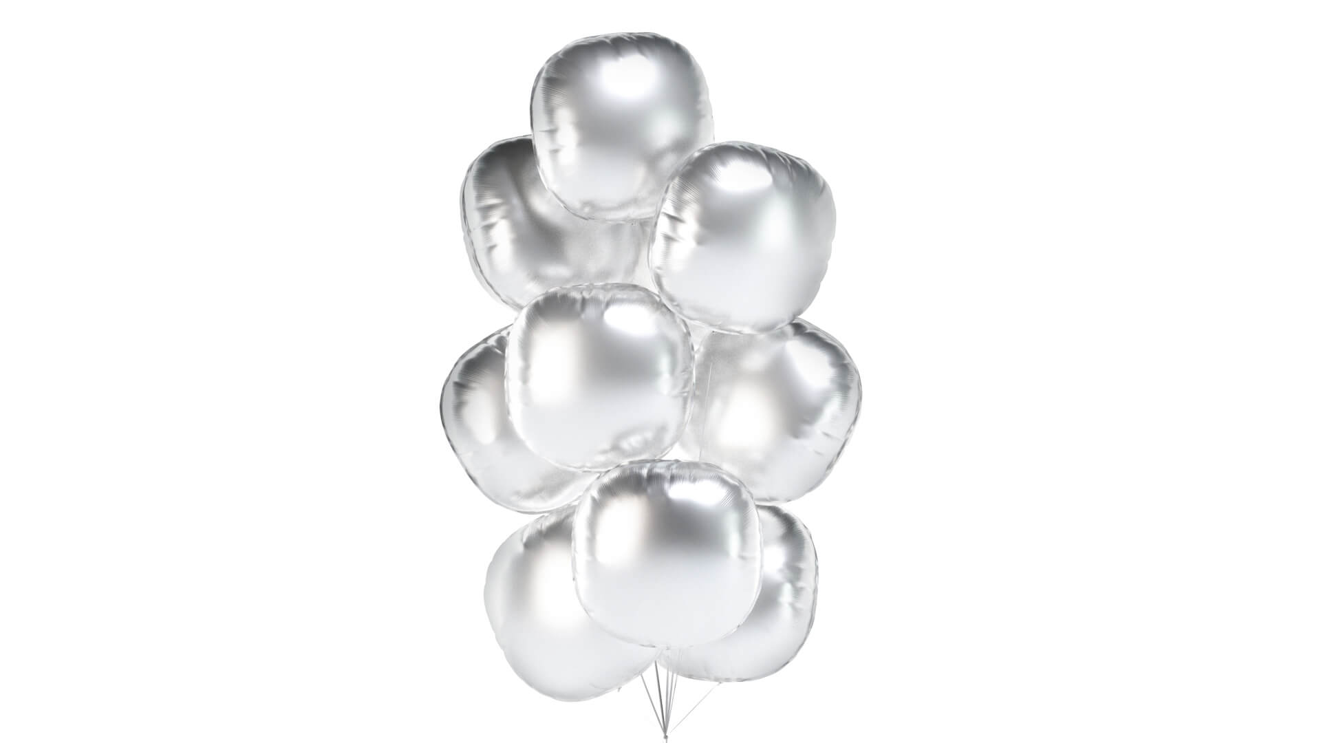 Silver Balloon Bouquet 3 Type - Helium Gold Balls Bunch Set 3D Model by ...