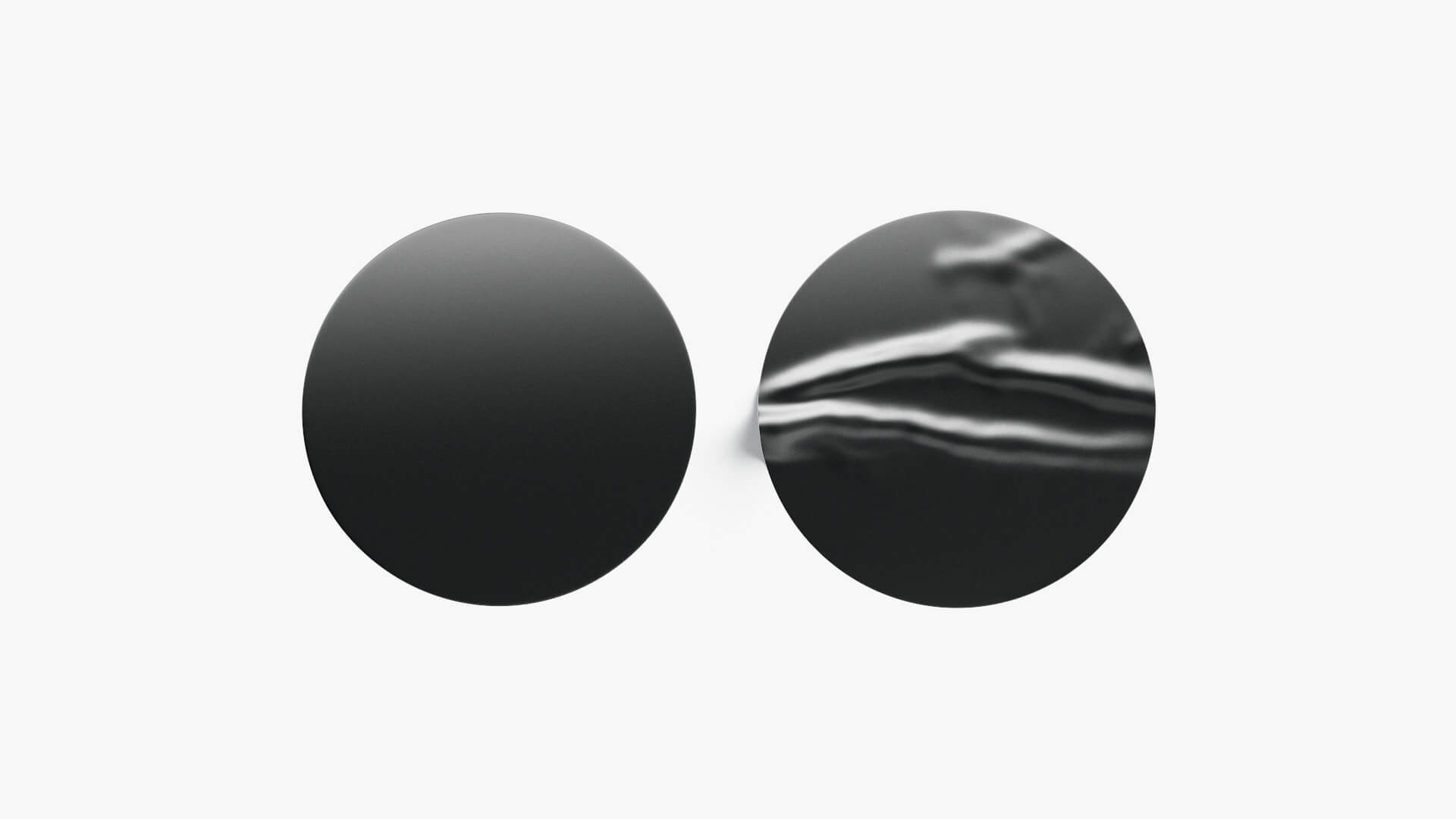 Two Black Round Stickers - Sleek and Wrinkly Sticky Tag 3D Model by ...