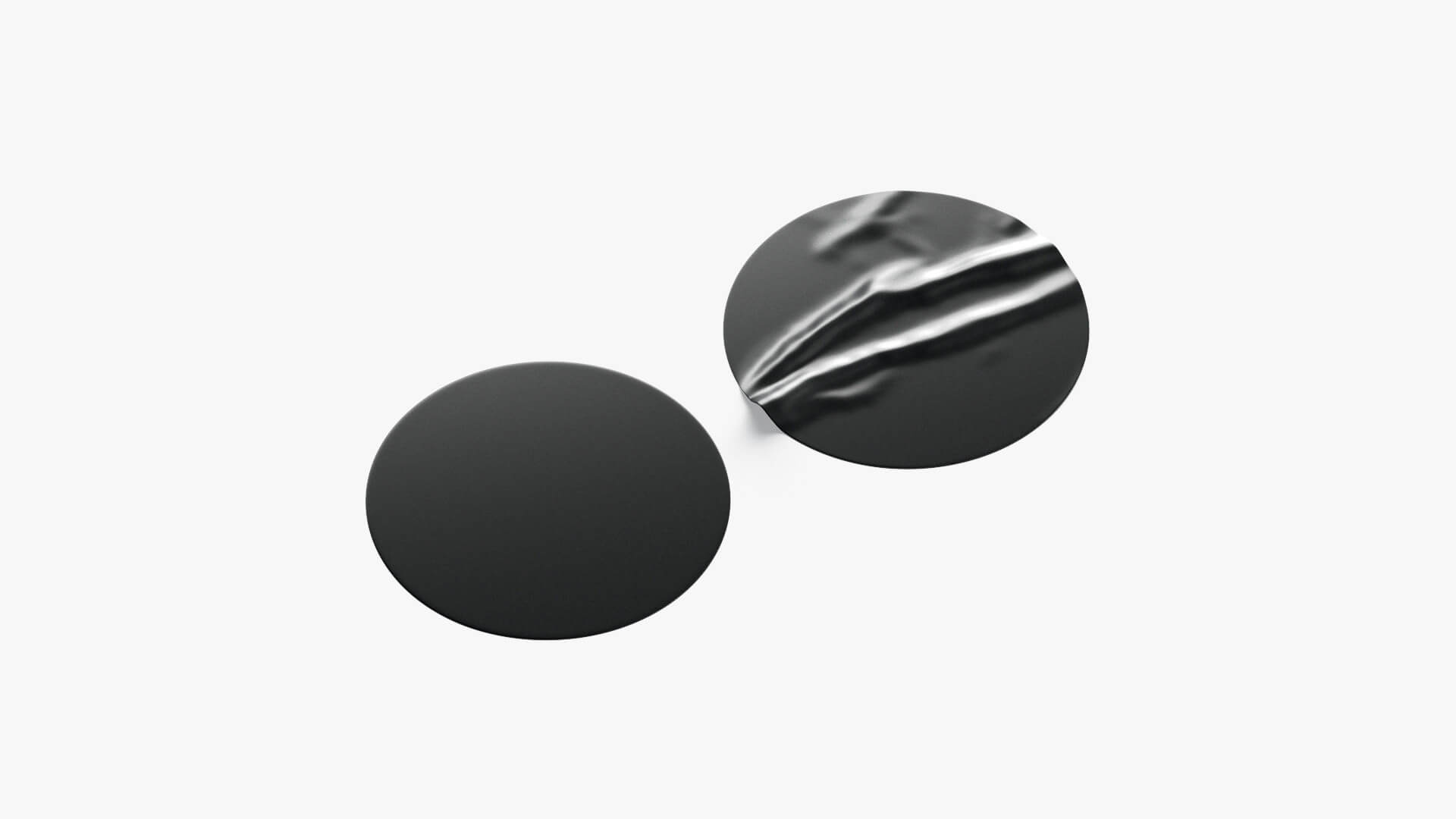 Two Black Round Stickers - Sleek and Wrinkly Sticky Tag 3D Model by ...