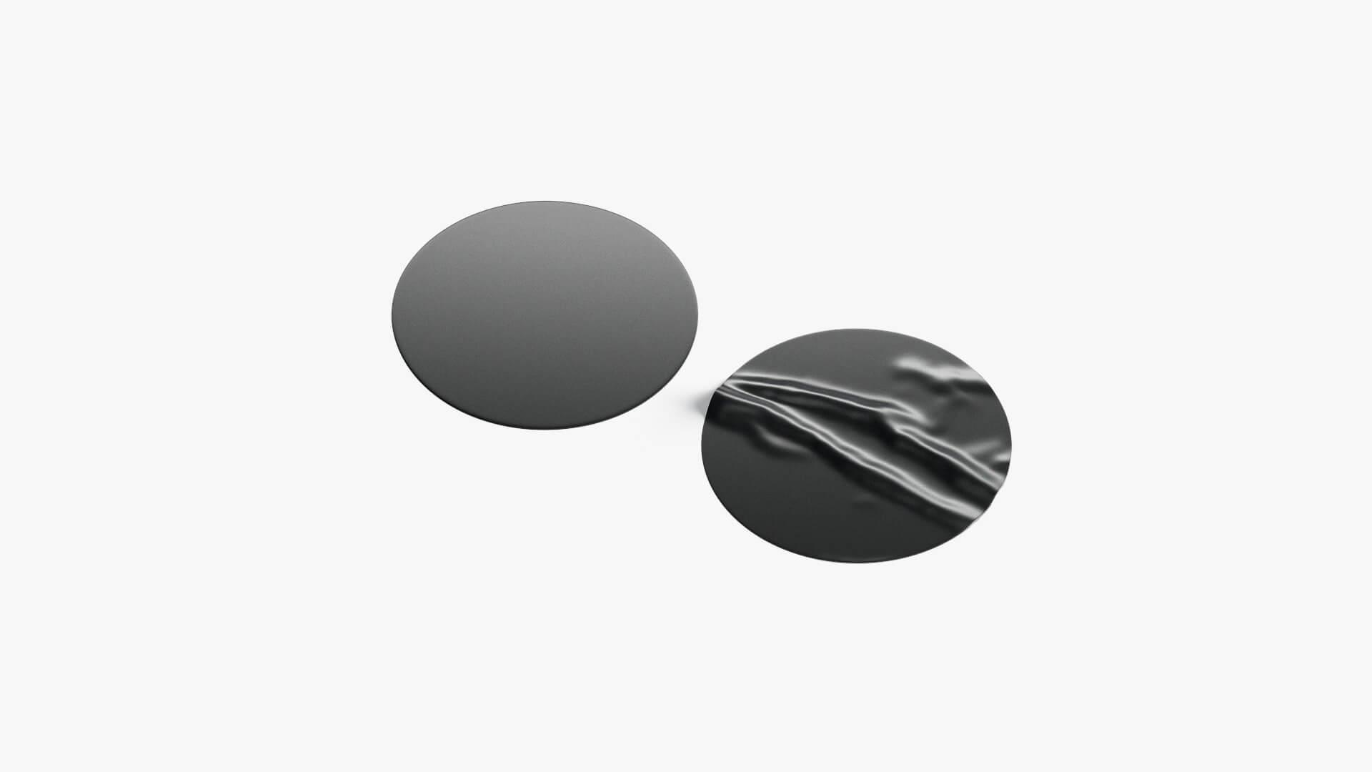 Two Black Round Stickers - Sleek and Wrinkly Sticky Tag 3D Model by ...