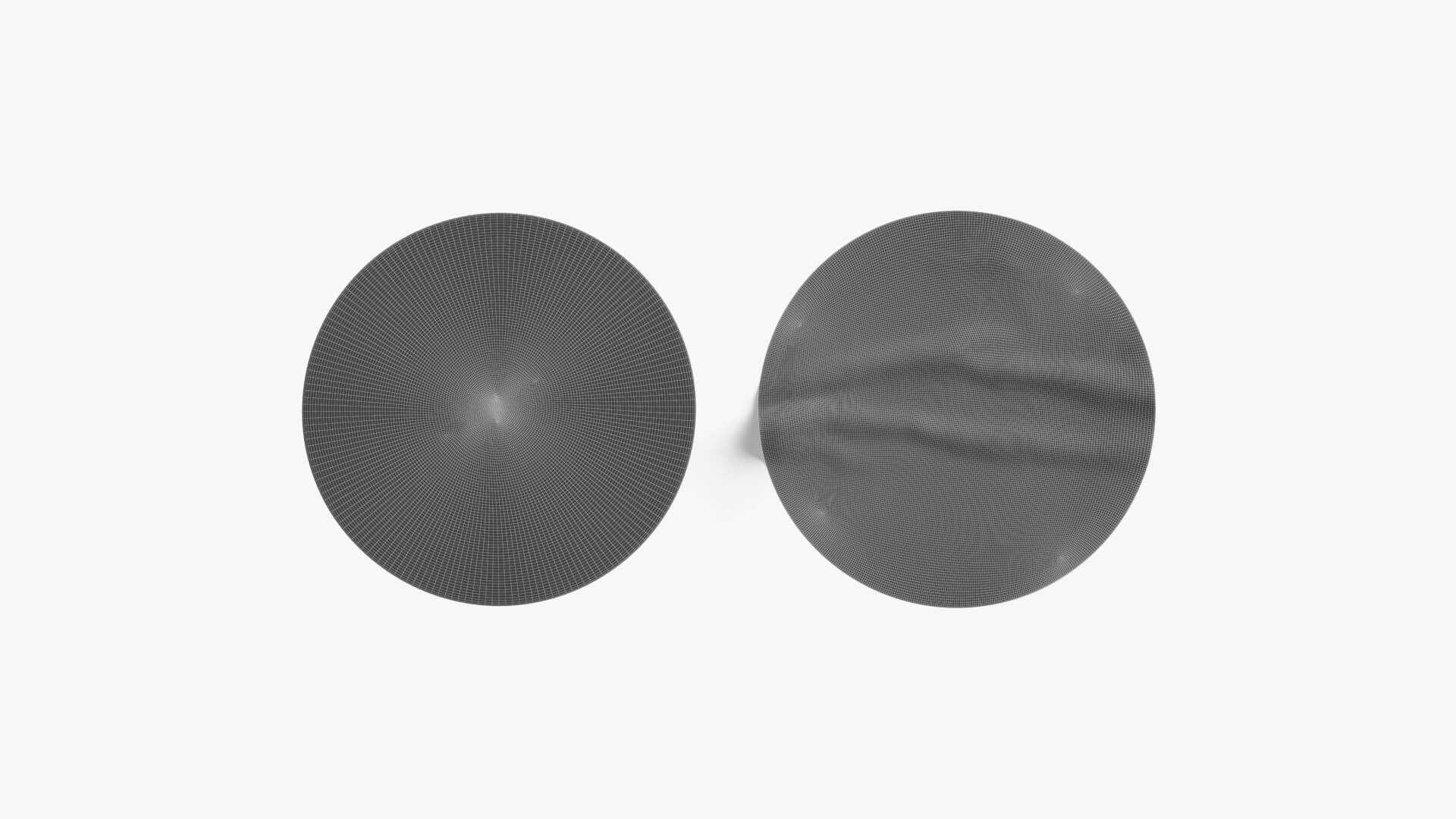 Two Black Round Stickers - Sleek and Wrinkly Sticky Tag 3D Model by ...