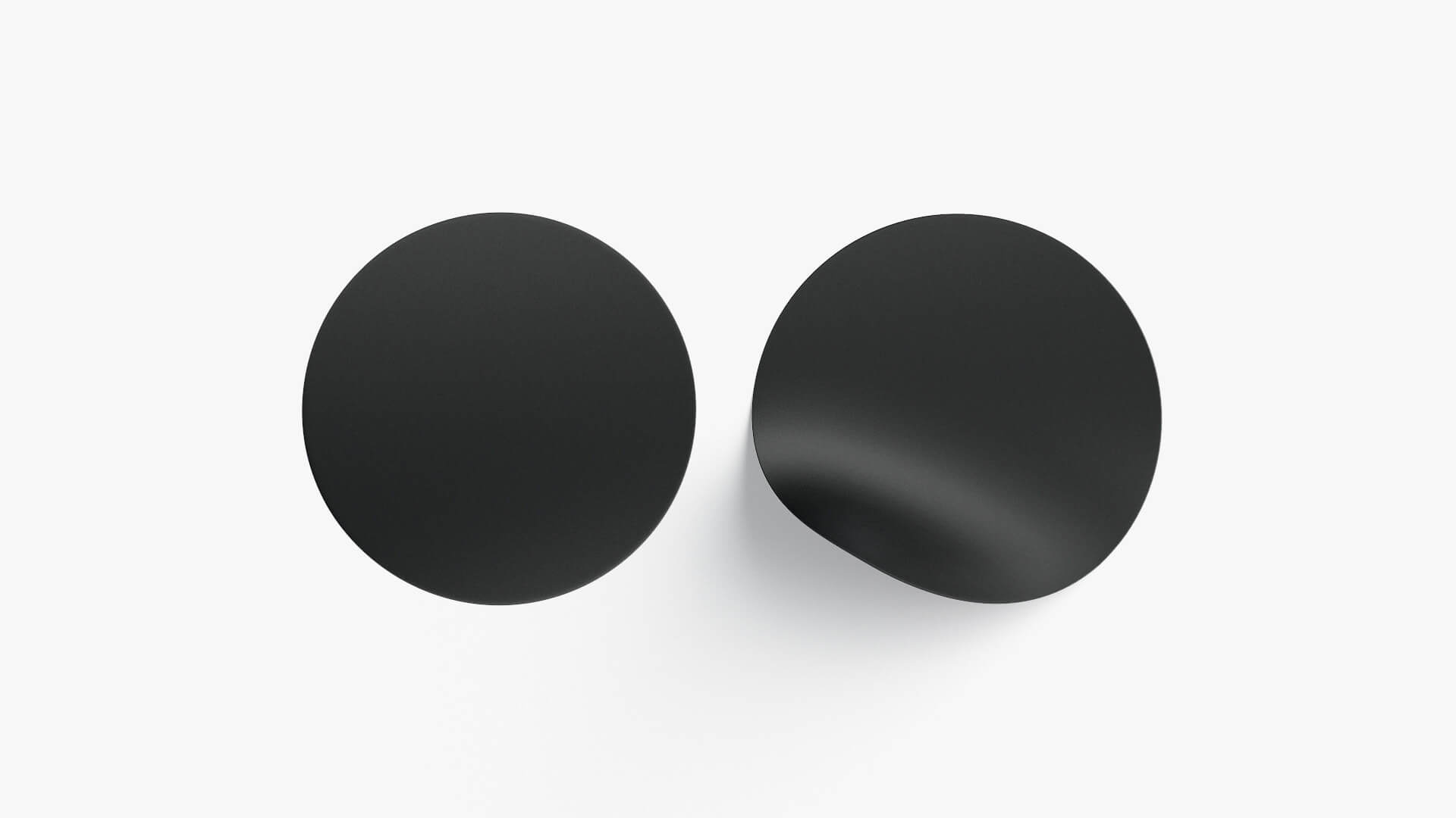 Two Black Round Stickers - Smooth and Bended Adhesive Labels 3D Model ...