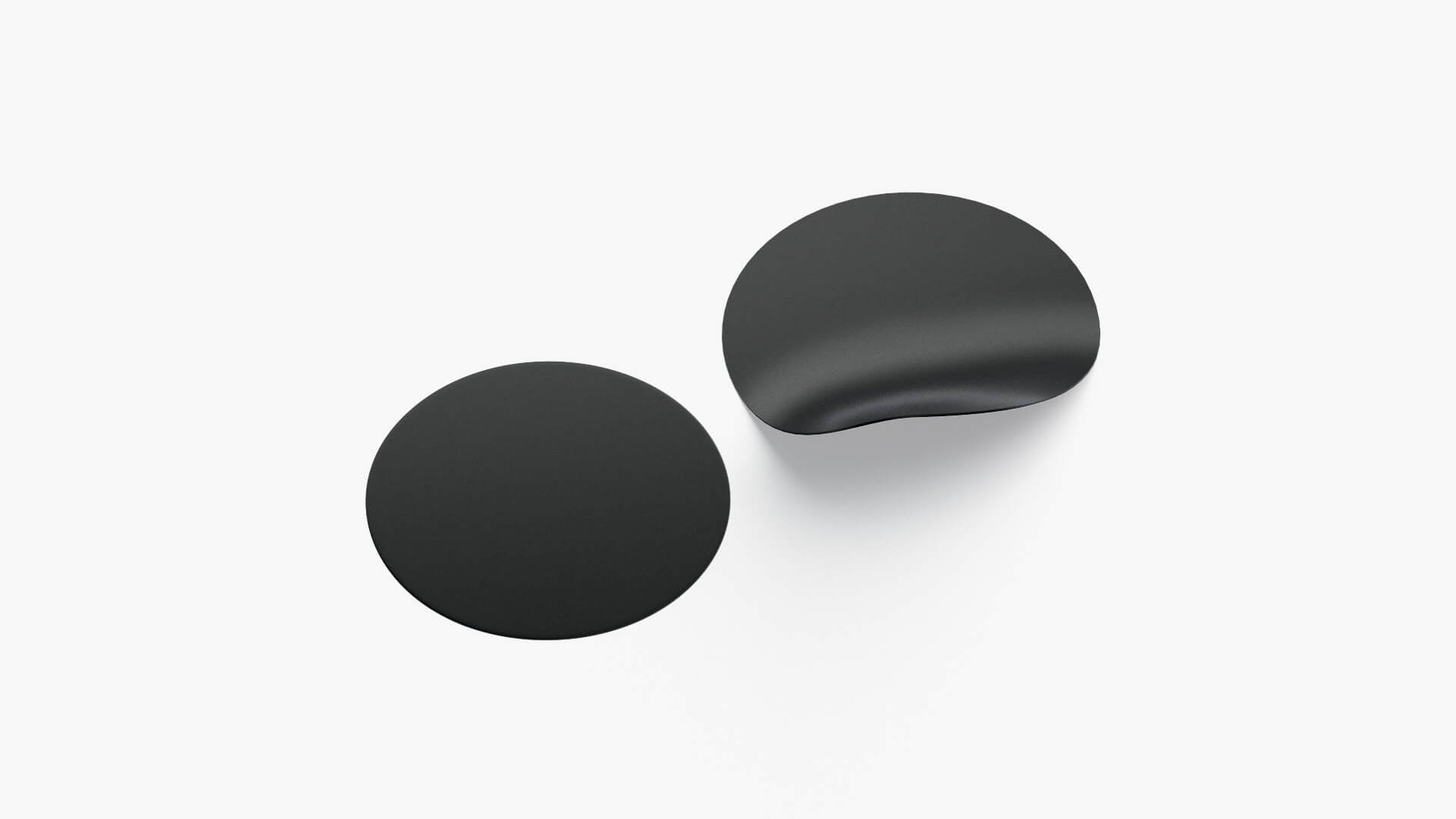 Two Black Round Stickers - Smooth and Bended Adhesive Labels 3D Model ...
