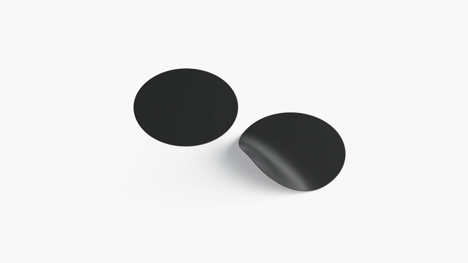 Two Black Round Stickers - Smooth and Bended Adhesive Labels 3D Model ...