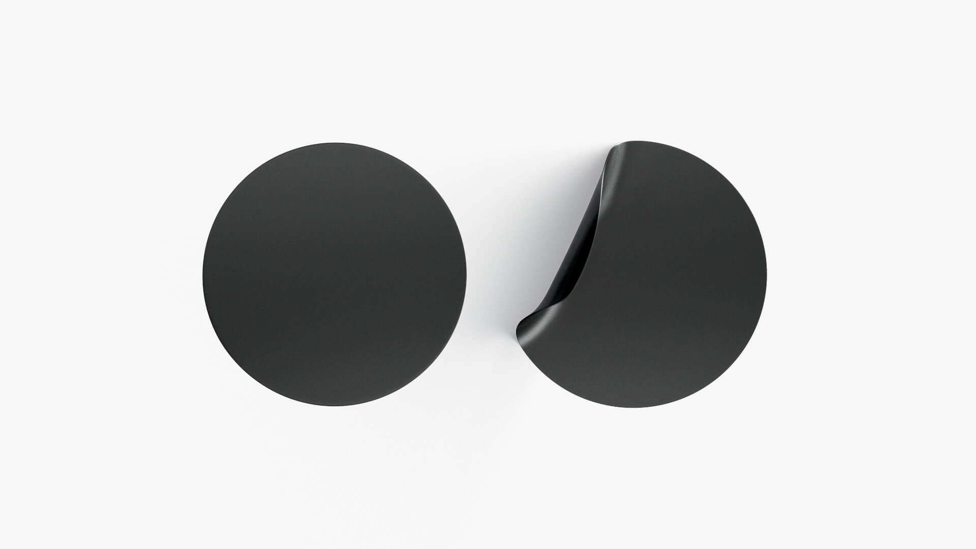 Two Black Round Stickers - Smooth and Curved Sticky Labels 3D Model by ...