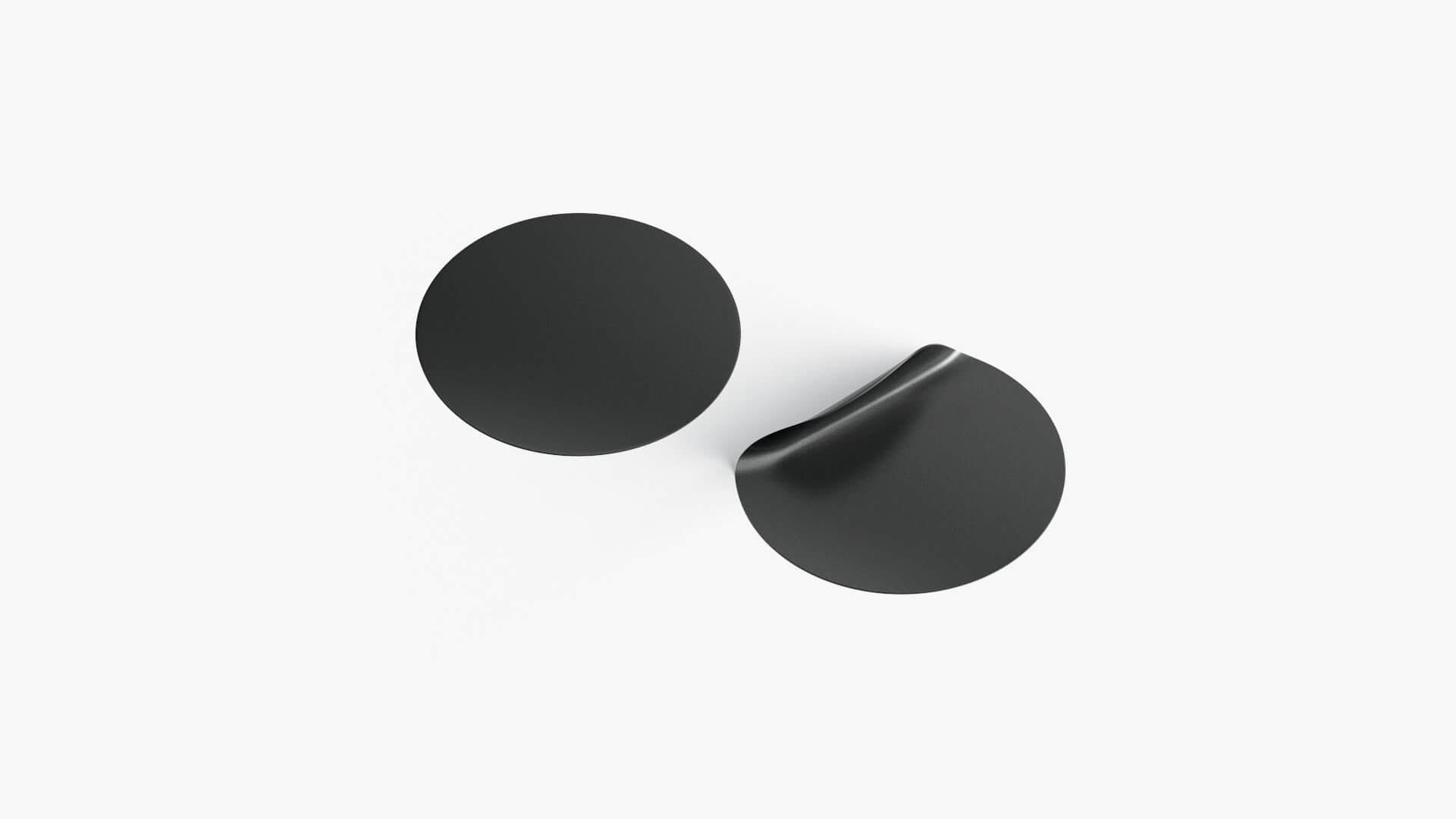 Two Black Round Stickers - Smooth and Curved Sticky Labels 3D Model by ...