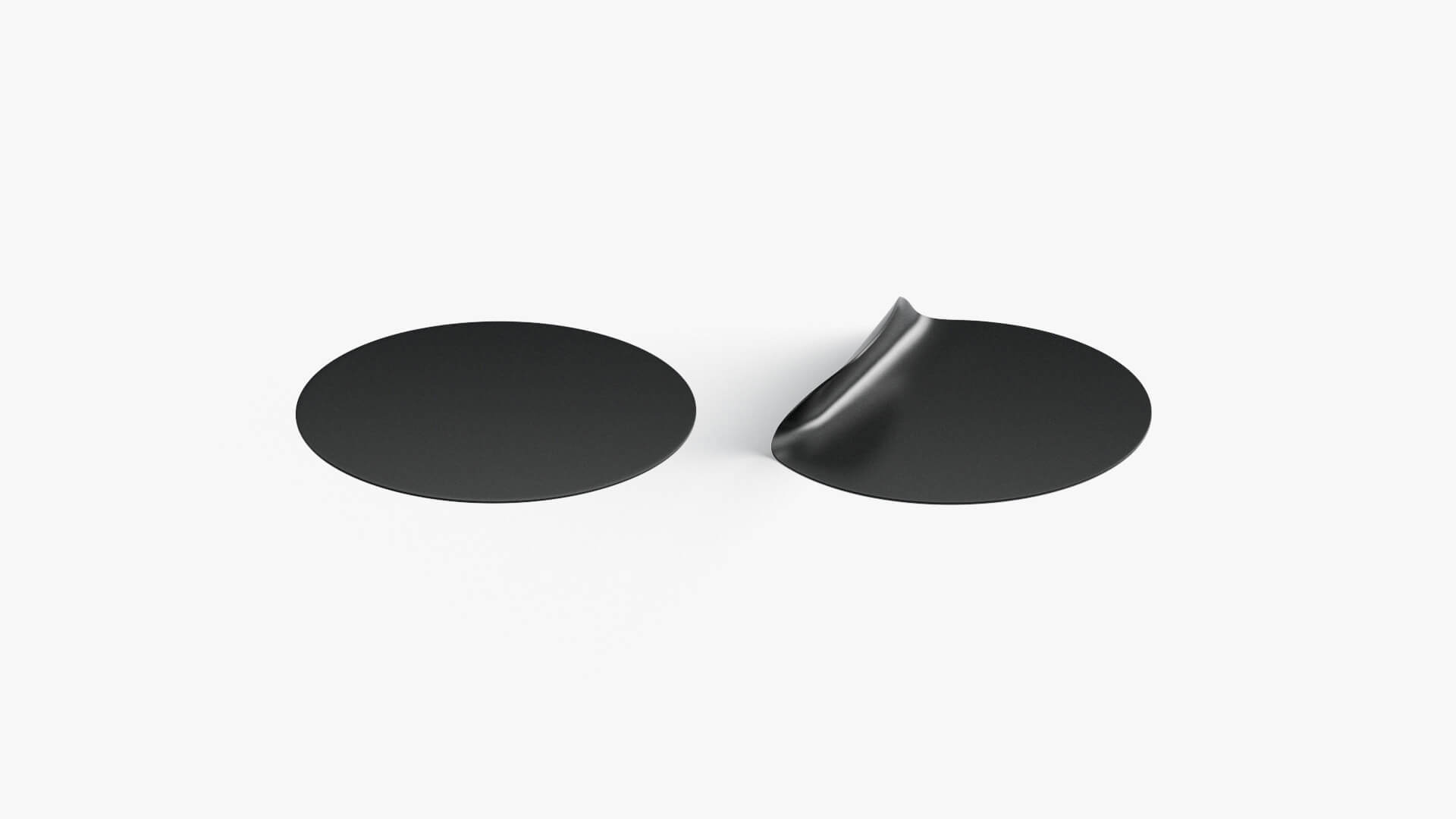 Two Black Round Stickers - Smooth and Curved Sticky Labels 3D Model by ...