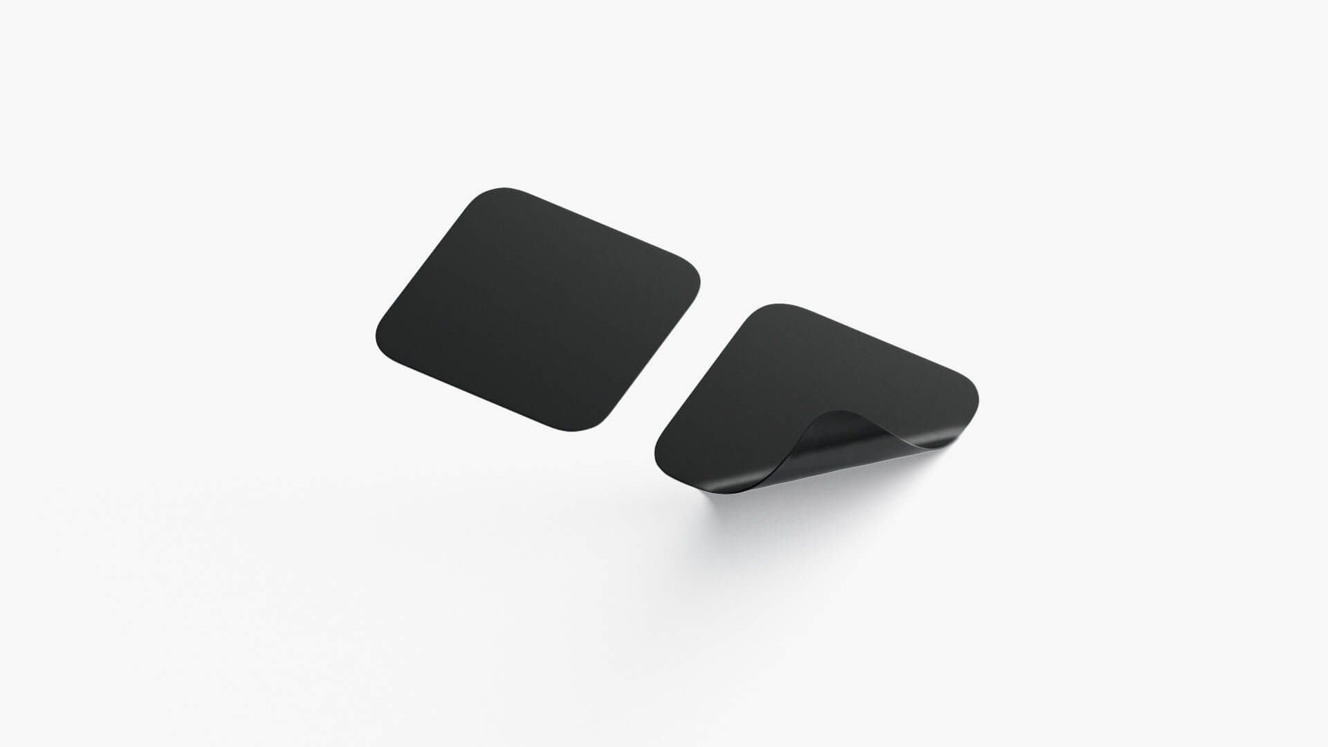 Two Black Square Stickers - Smooth and Curled Corners 3D Model by rebrandy
