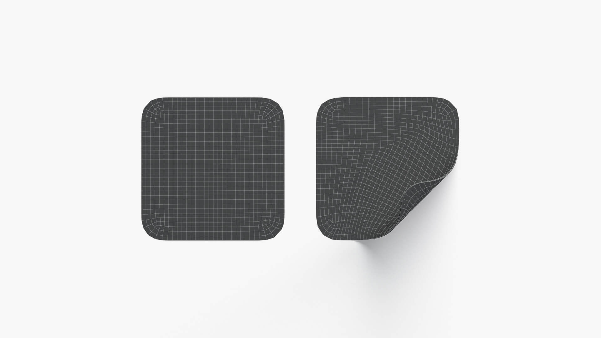 Two Black Square Stickers - Smooth and Curled Corners 3D Model by rebrandy