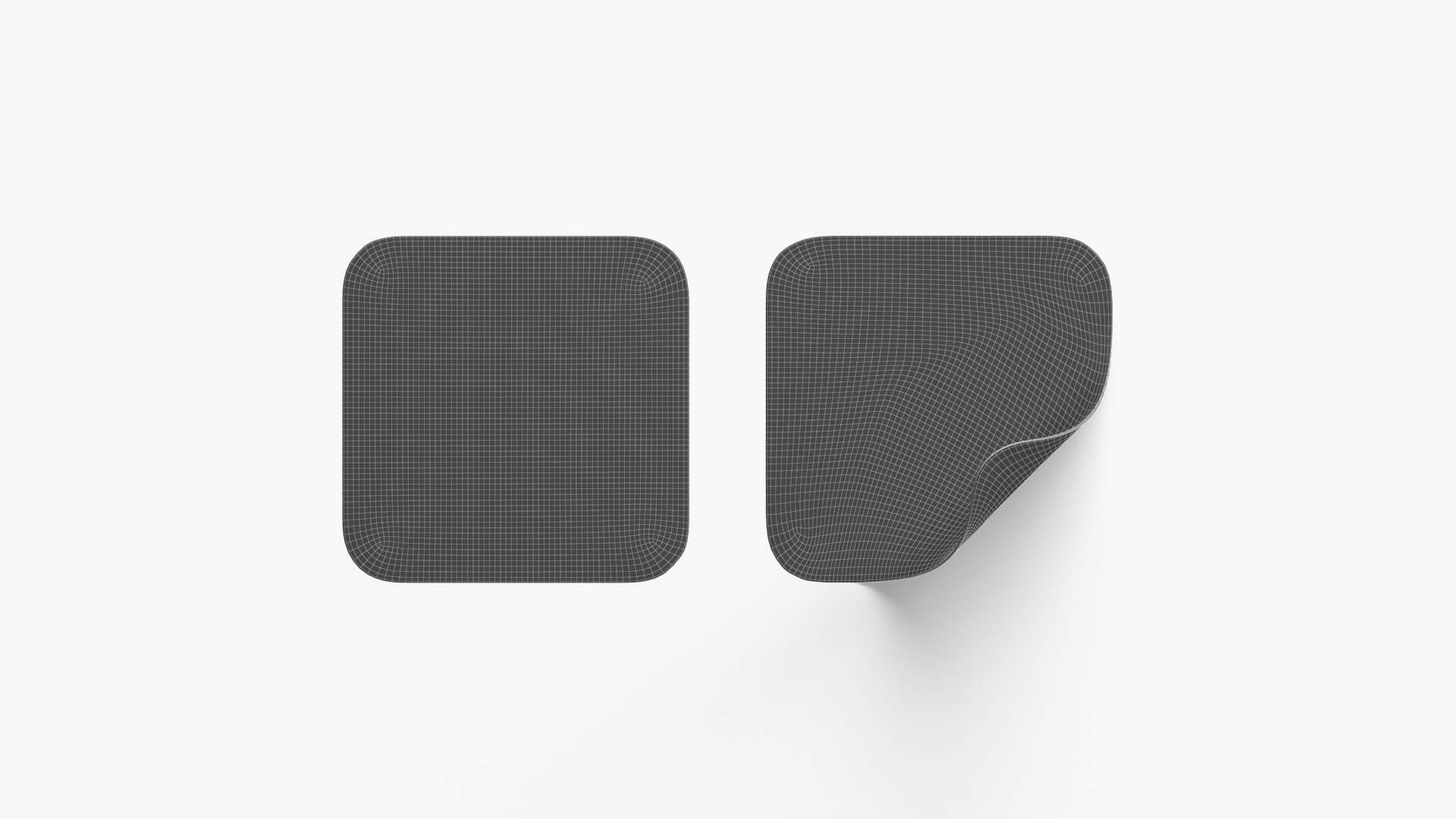 Two Black Square Stickers - Smooth and Curled Corners 3D Model by rebrandy