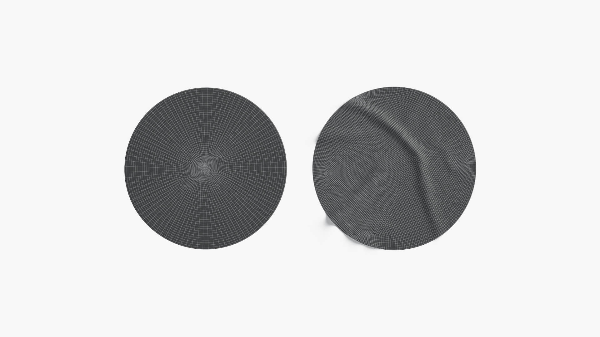 Two Round Stickers - Silver Flat and Crumpled Adhesive Label 3D Model ...