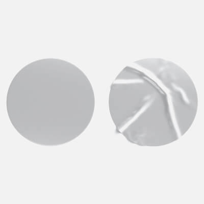 Two Round Stickers - Silver Flat and Crumpled Adhesive Label 3D Model ...