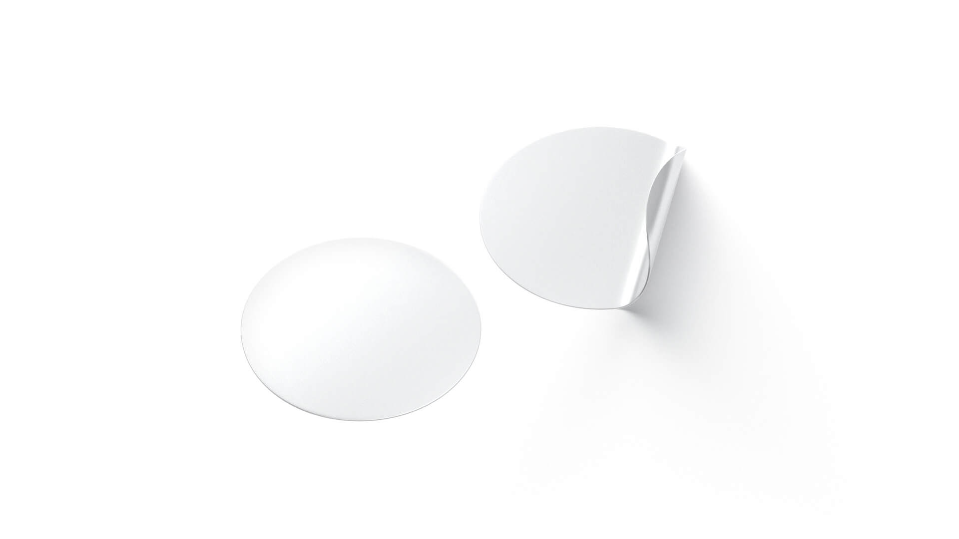 Two Round Stickers - Silver Flat Curled Corners Glutinous 3D Model by ...